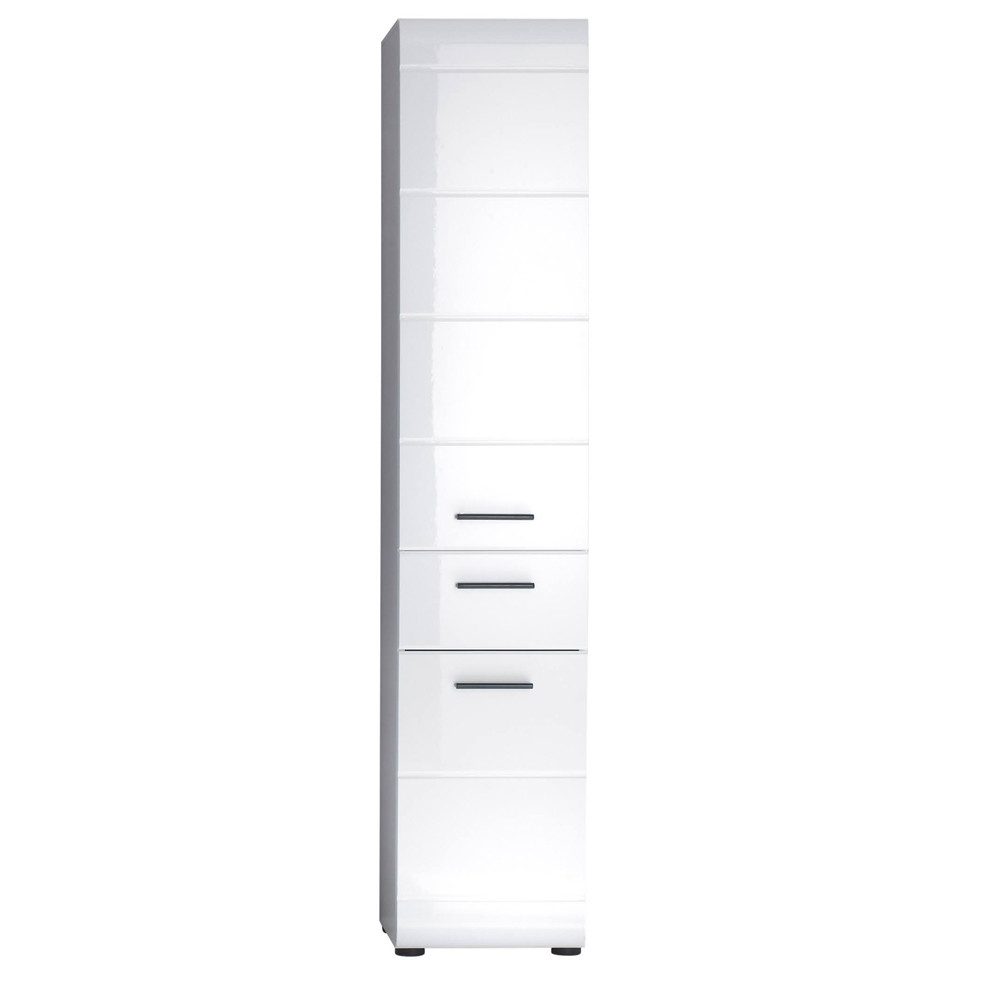 Lomadox Hochschrank Lisboa 19 Badschrank In Weiß Hochglanz 30x182x31 Cm
