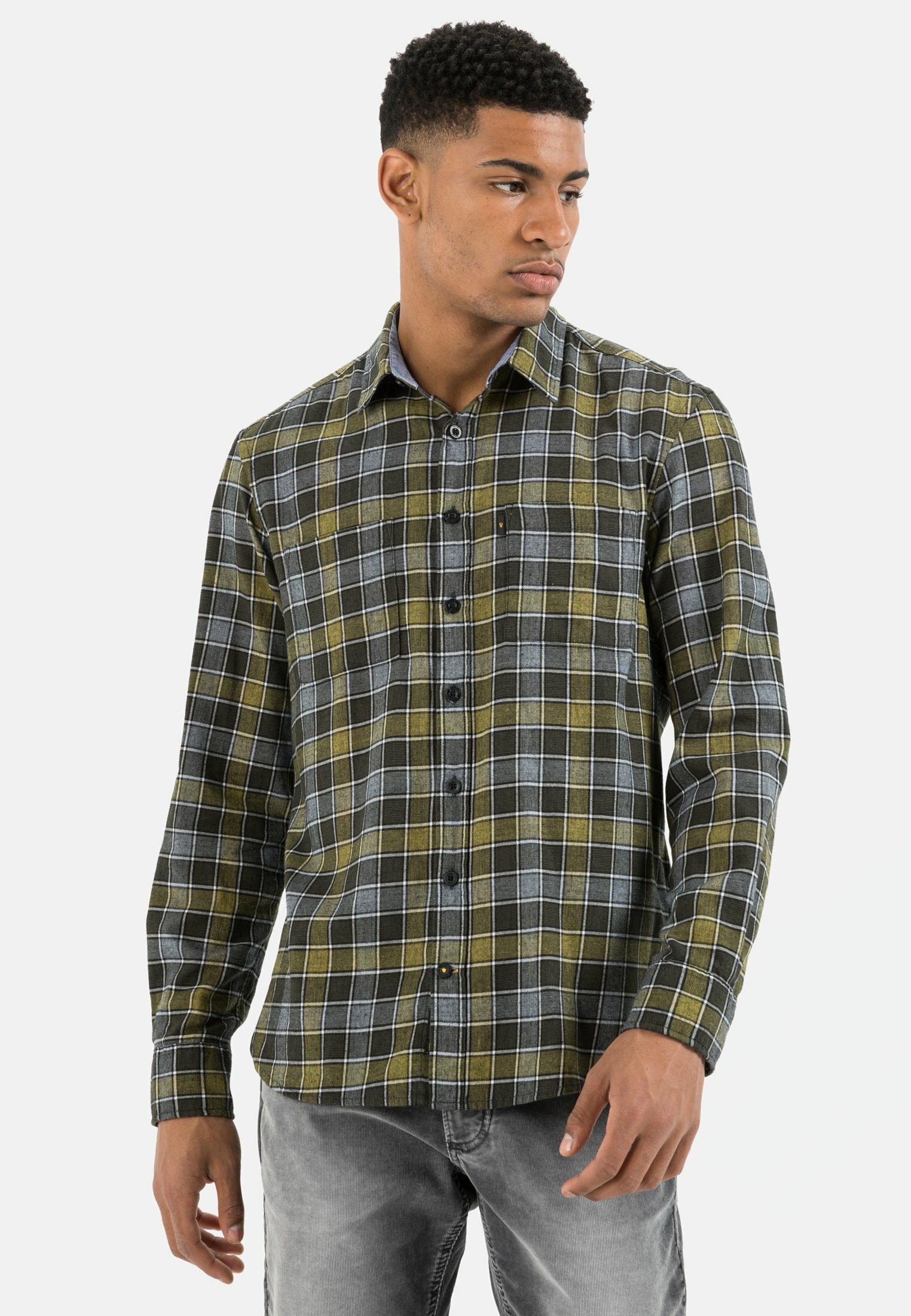 Camel Active Karohemd Langarm Hemd Aus Baumwolle Button Down Online