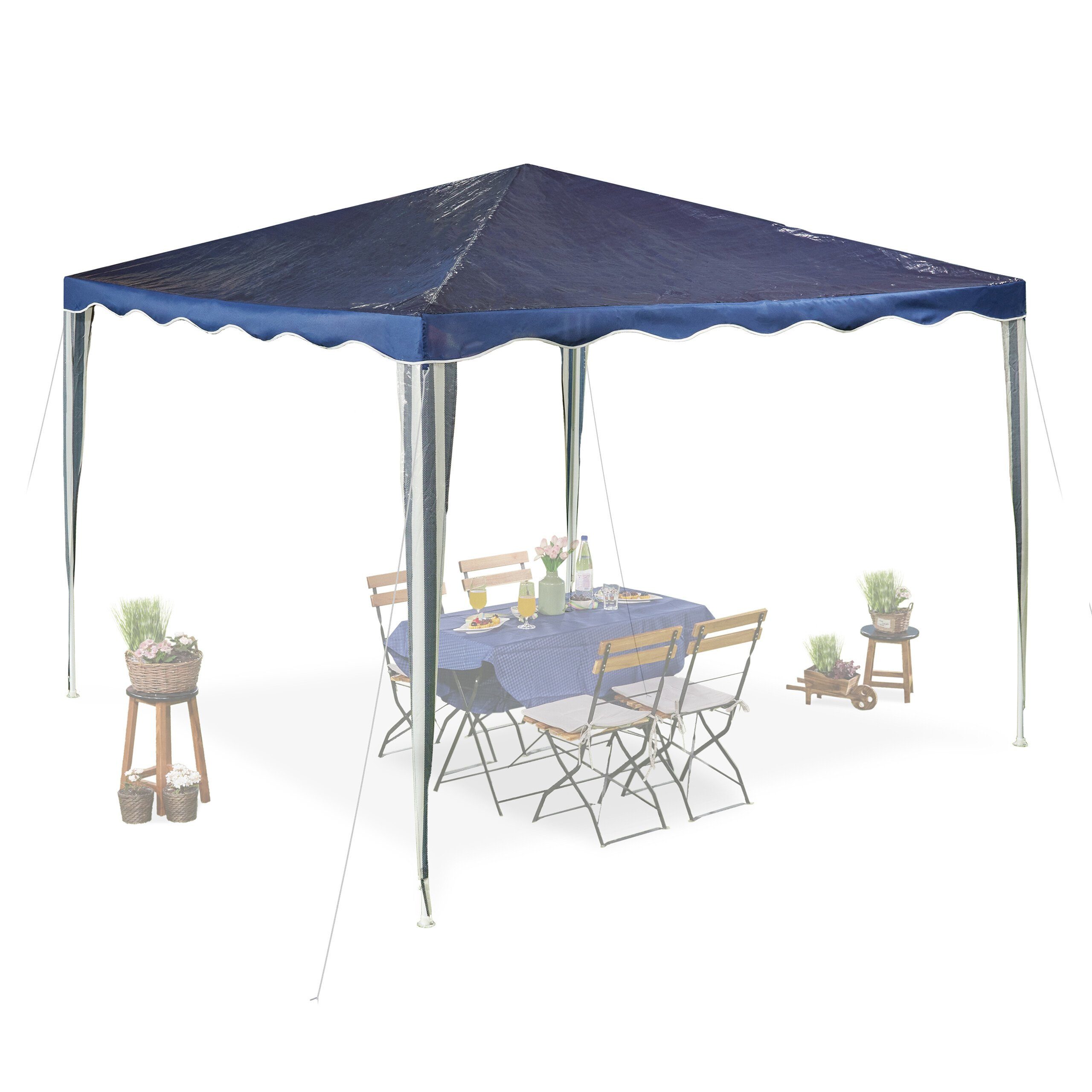 relaxdays Pavillon Dunkelblauer Pavillon 3x3 m, Pavillon Zelt
