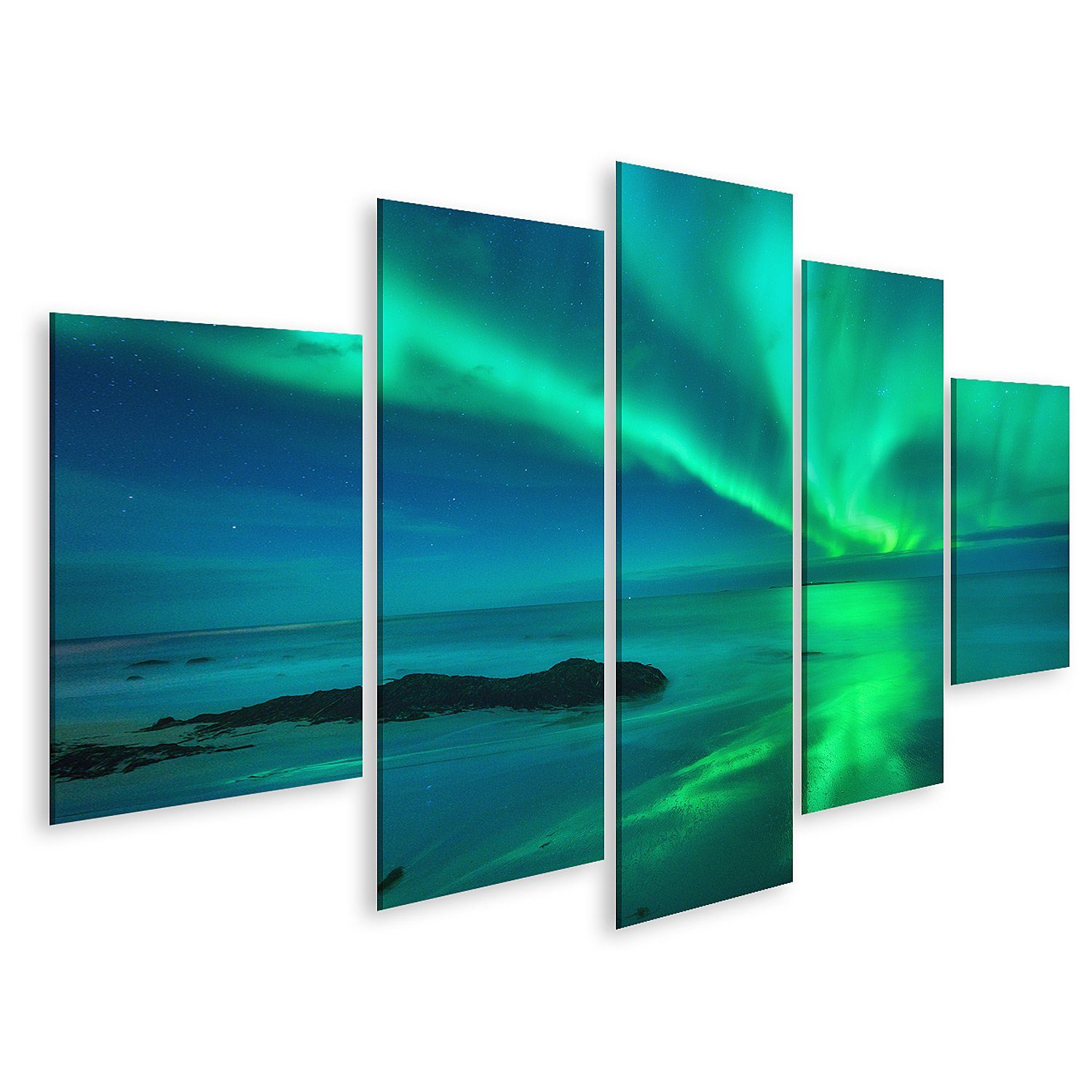 islandburner Leinwandbild Bild auf Leinwand Aurora Auf Dem Meer Nordlichter Auf Den Lofoten Norw