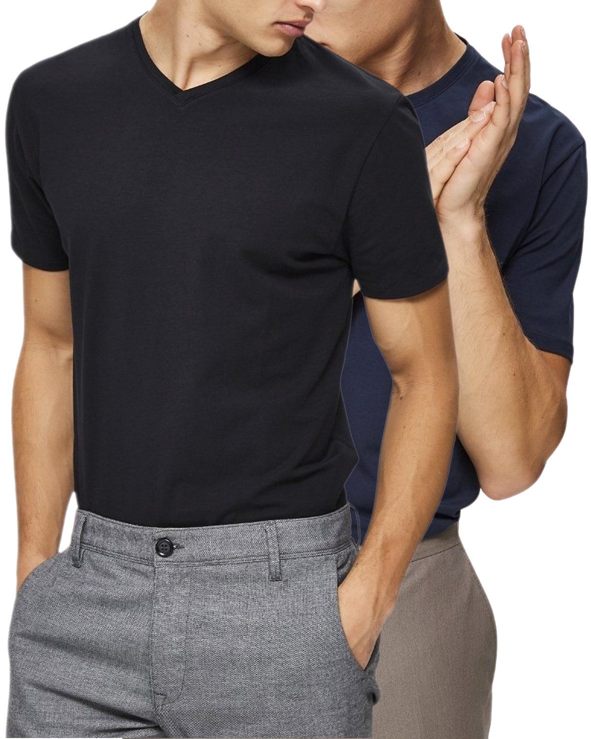 Selected Homme T Shirt 2er Pack Basic Doppelpack Shirts Aus Bio Baumwolle