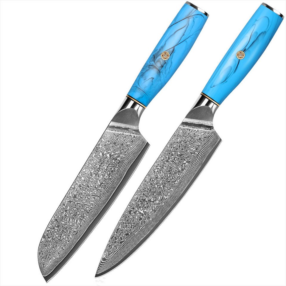 Uniquefire Messer Set 2tlgdamast Küchenmesser Set 67lagen Damaststahl
