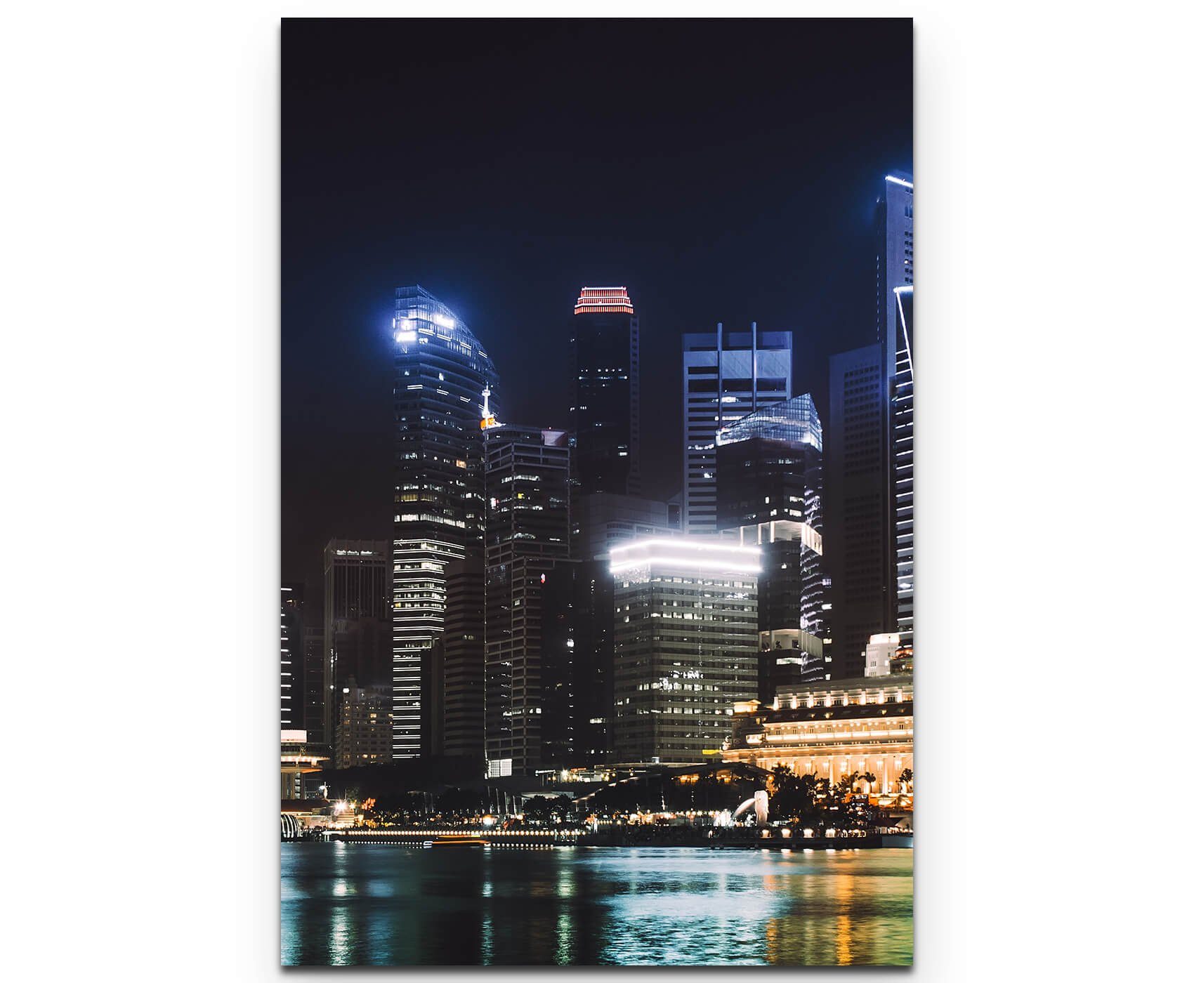 Sinus Art Leinwandbild Skyline Von Singapur Bei Nacht Leinwandbild