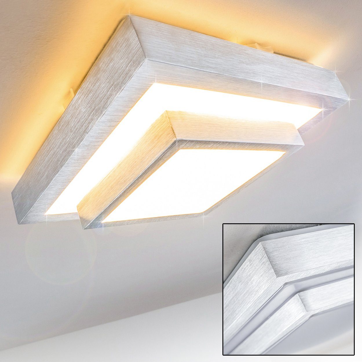 Hofstein Deckenleuchte Foglia Eckige Deckenlampe Aus Metall In