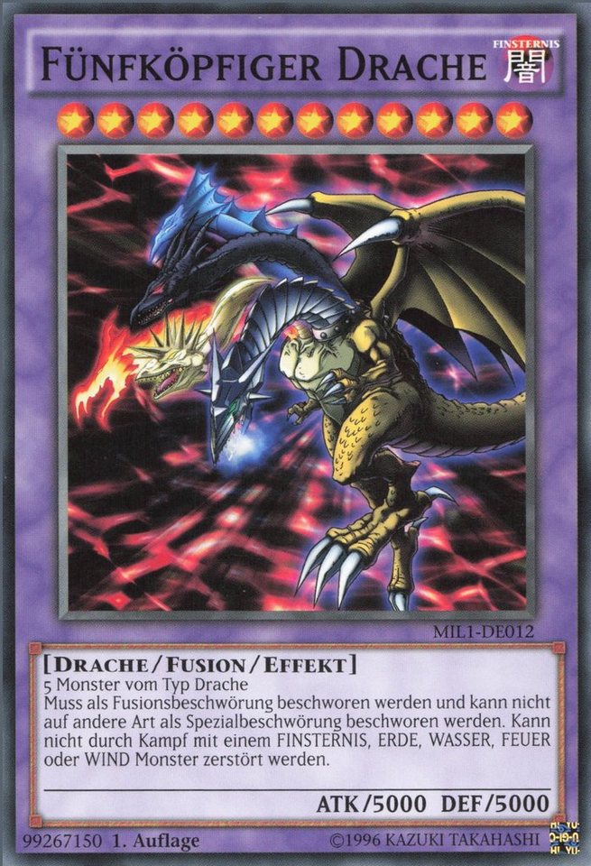 Recollectibles Sammelkarte Yugioh Karte Fünfköpfiger Drache Deutsch Yu