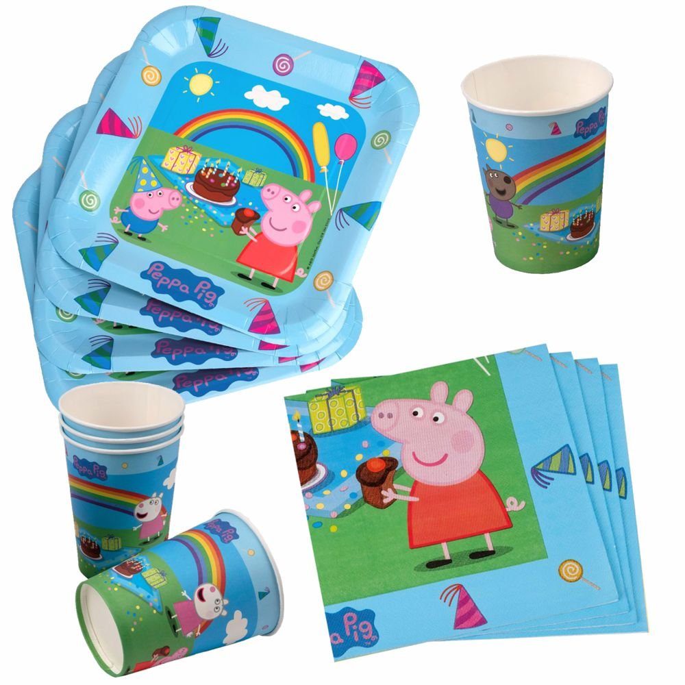 Party Fun Einweggeschirr Set Set Party 32 Teile Einweg Geschirr Peppa