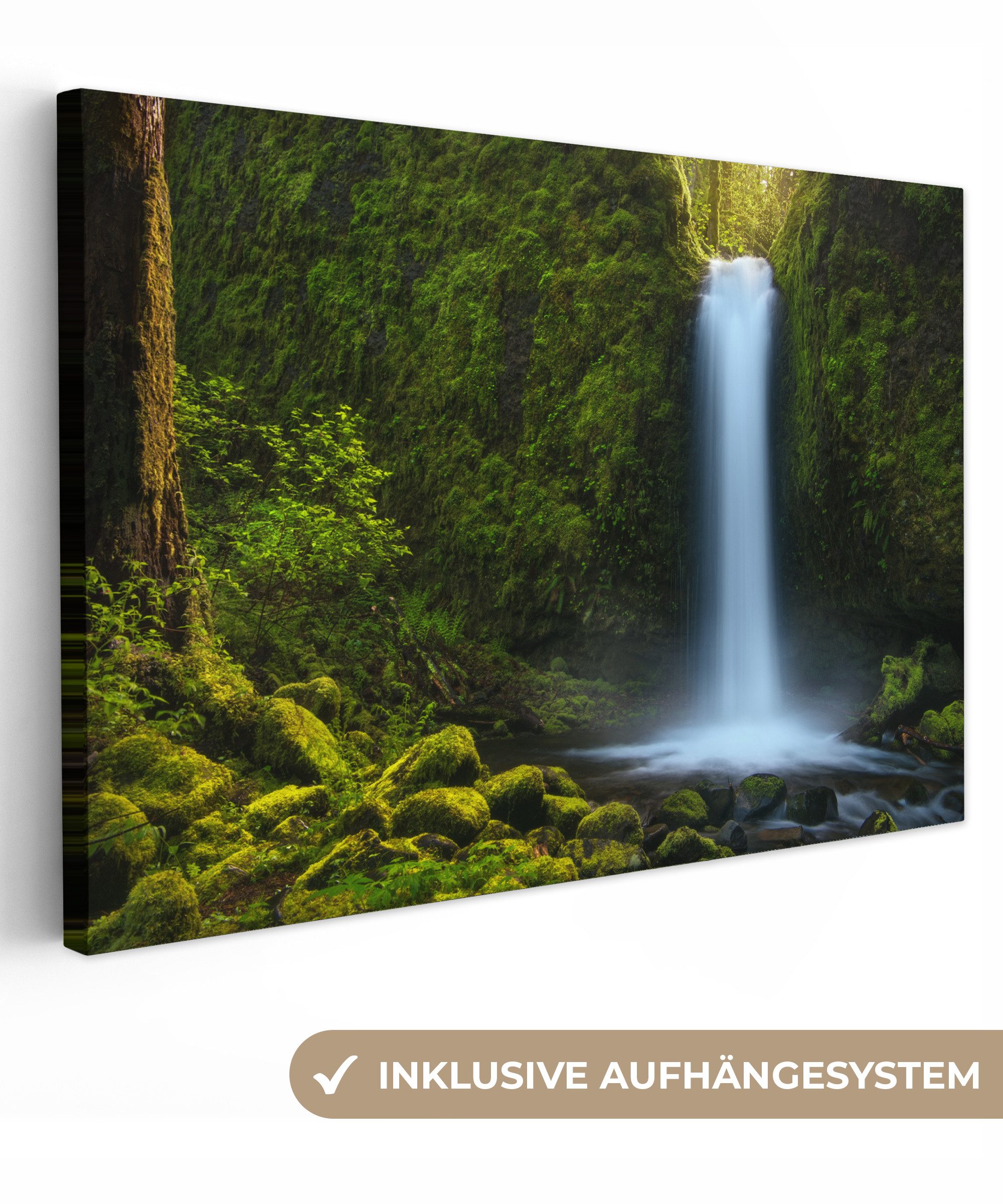 OneMillionCanvasses® Leinwandbild Dschungel - Wasserfall - Natur, Fotodruck (1 St), Leinwand ...