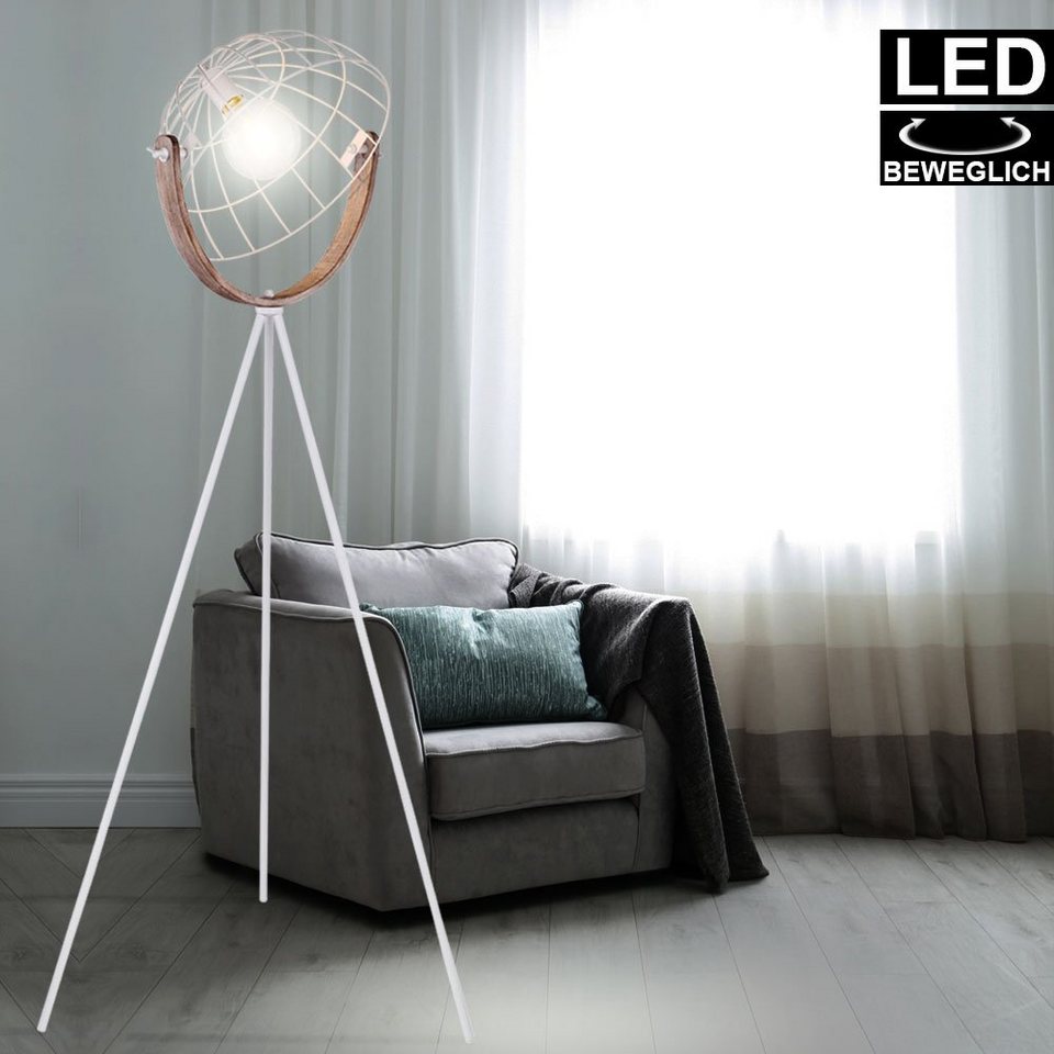 Etc Shop Stehlampe Retro Steh Lampe Weiß Käfig Design Filament Stativ