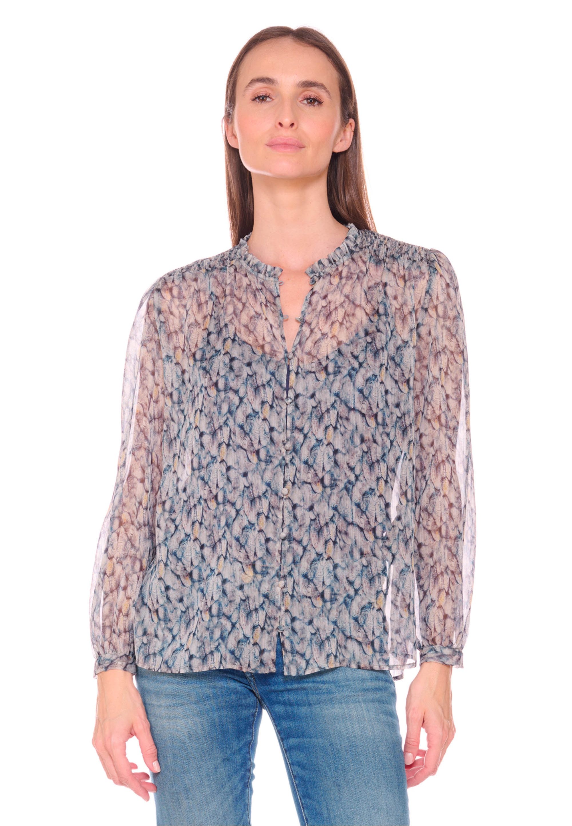 Le Temps Des Cerises Klassische Bluse MACLEAR mit schönem Allover-Muster