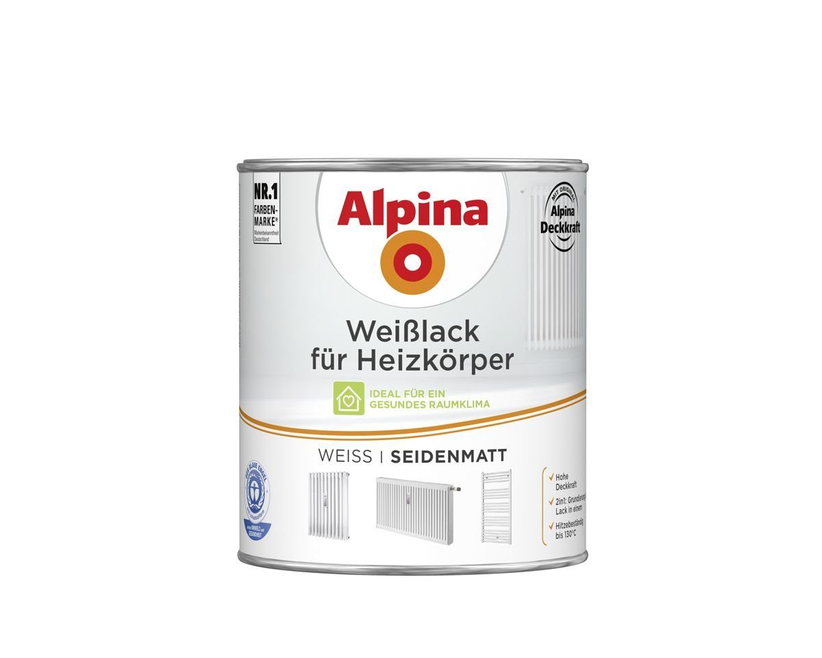 Alpina Heizkörperlack Alpina Heizkörperlack 750 ml weiß seidenmatt, 2in1: Grundierung und Lack ...
