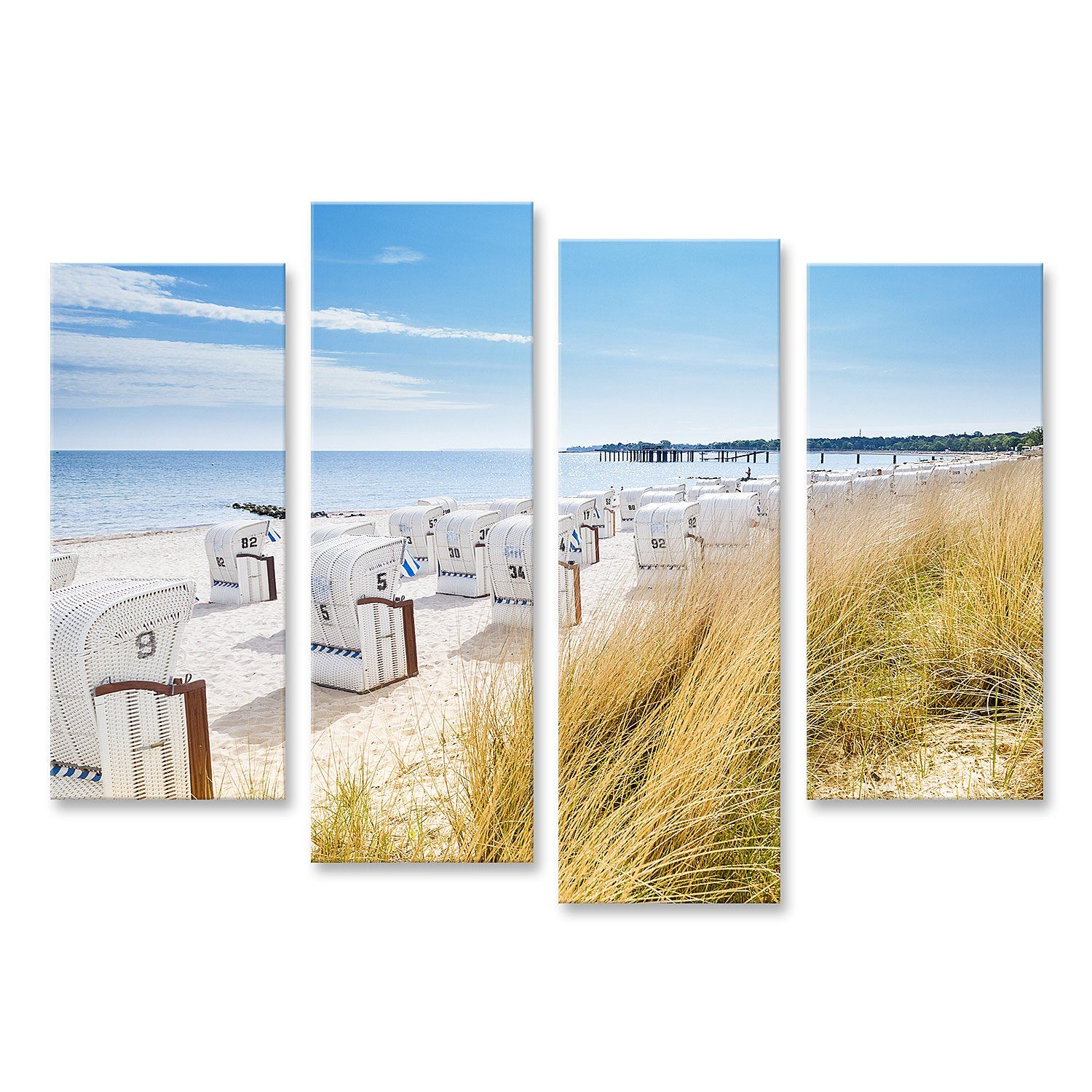 islandburner Leinwandbild »Bild auf Leinwand Blick Von Einer Düne Auf Strandkörbe Nordseestrand ...