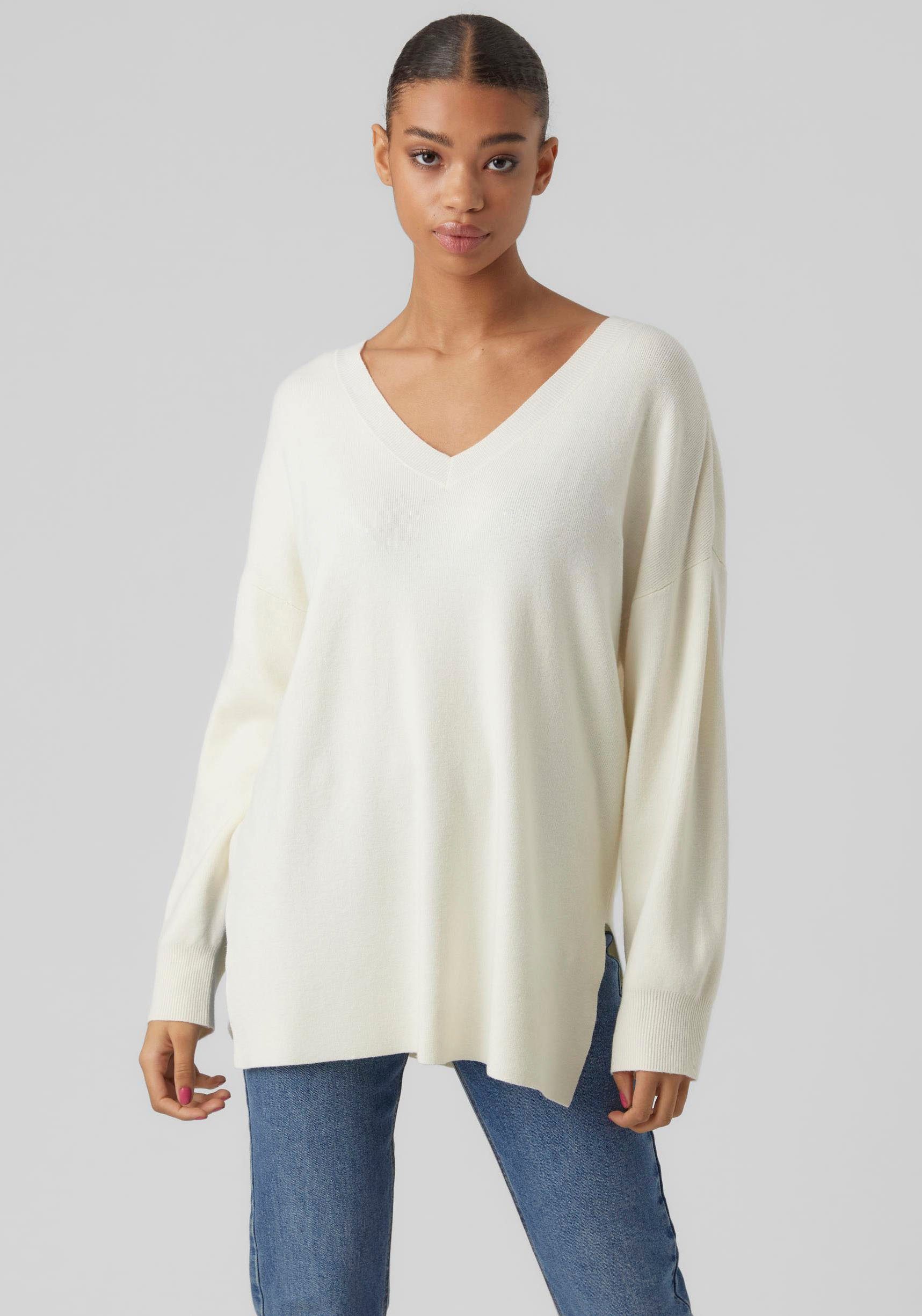 Vero Moda V-Ausschnitt-Pullover VMNANCY LS V-NECK PULLOVER GA BOO, Long-Pullover von VERO MODA