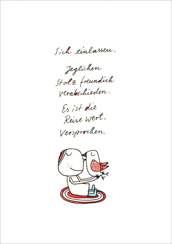Postkarte "Sich einlassen. Jeglichen Stolz freundlich ..."