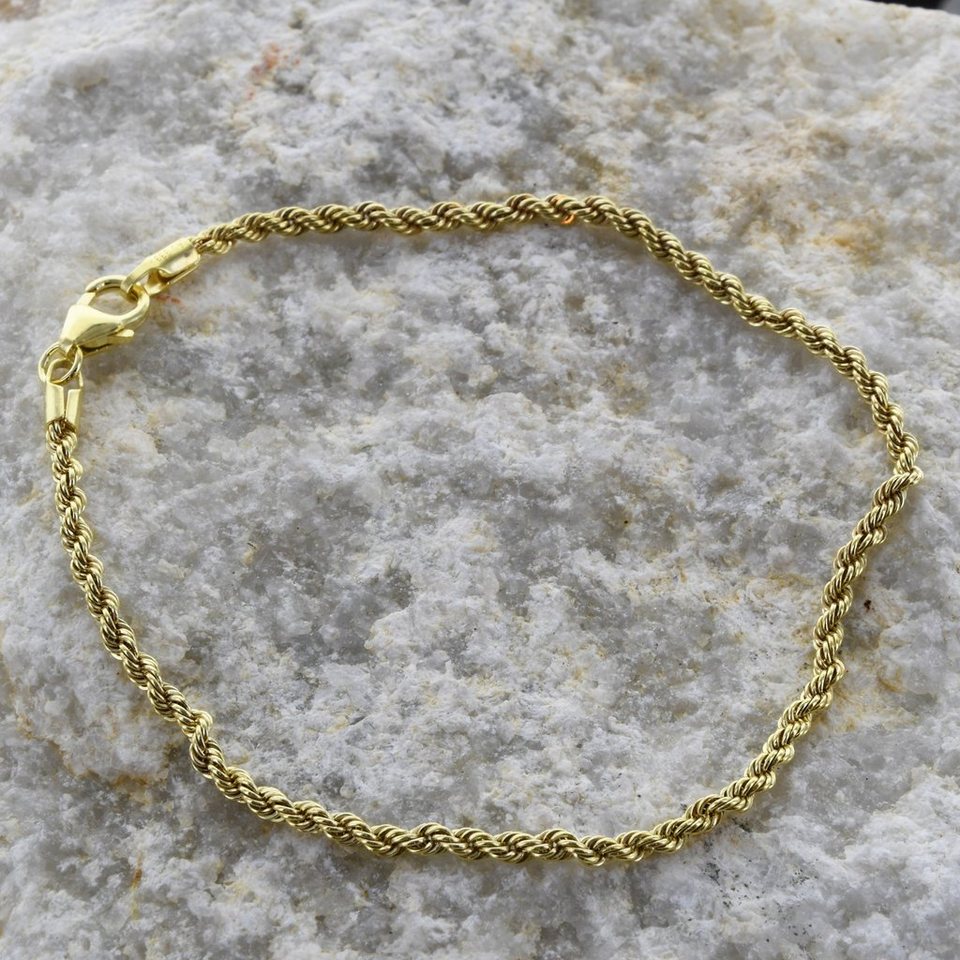 HOPLO Goldarmband Goldkette Kordelkette Länge 19cm - Breite 2,7mm - 585 ... HOPLO Goldarmband Goldkette Kordelkette Länge 19cm - Breite 2,7mm - 585 ...