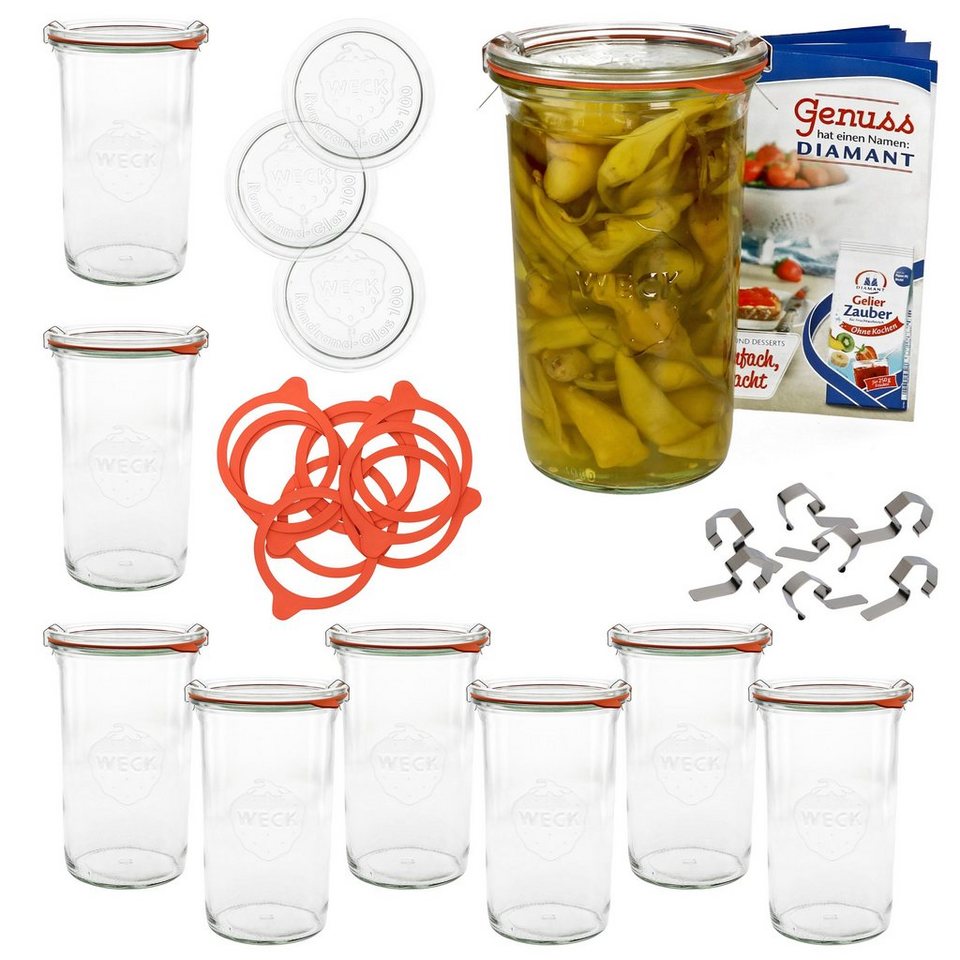 Mambocat Einmachglas 9er Set Weck Gläser 1050 Ml Sturz Glas Mit