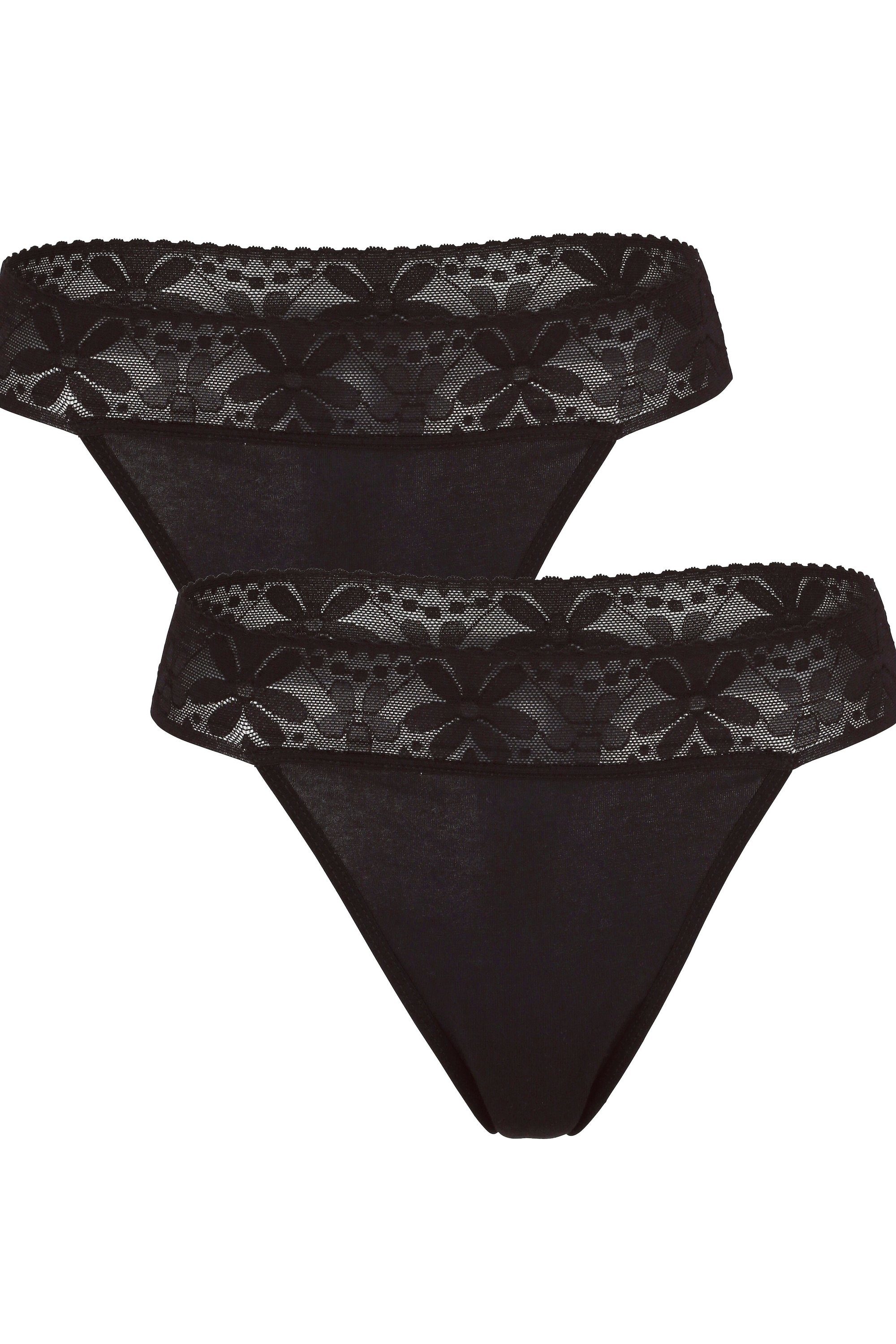 Ulla Popken Slip Strings 2er-Pack breiter Spitzenbund