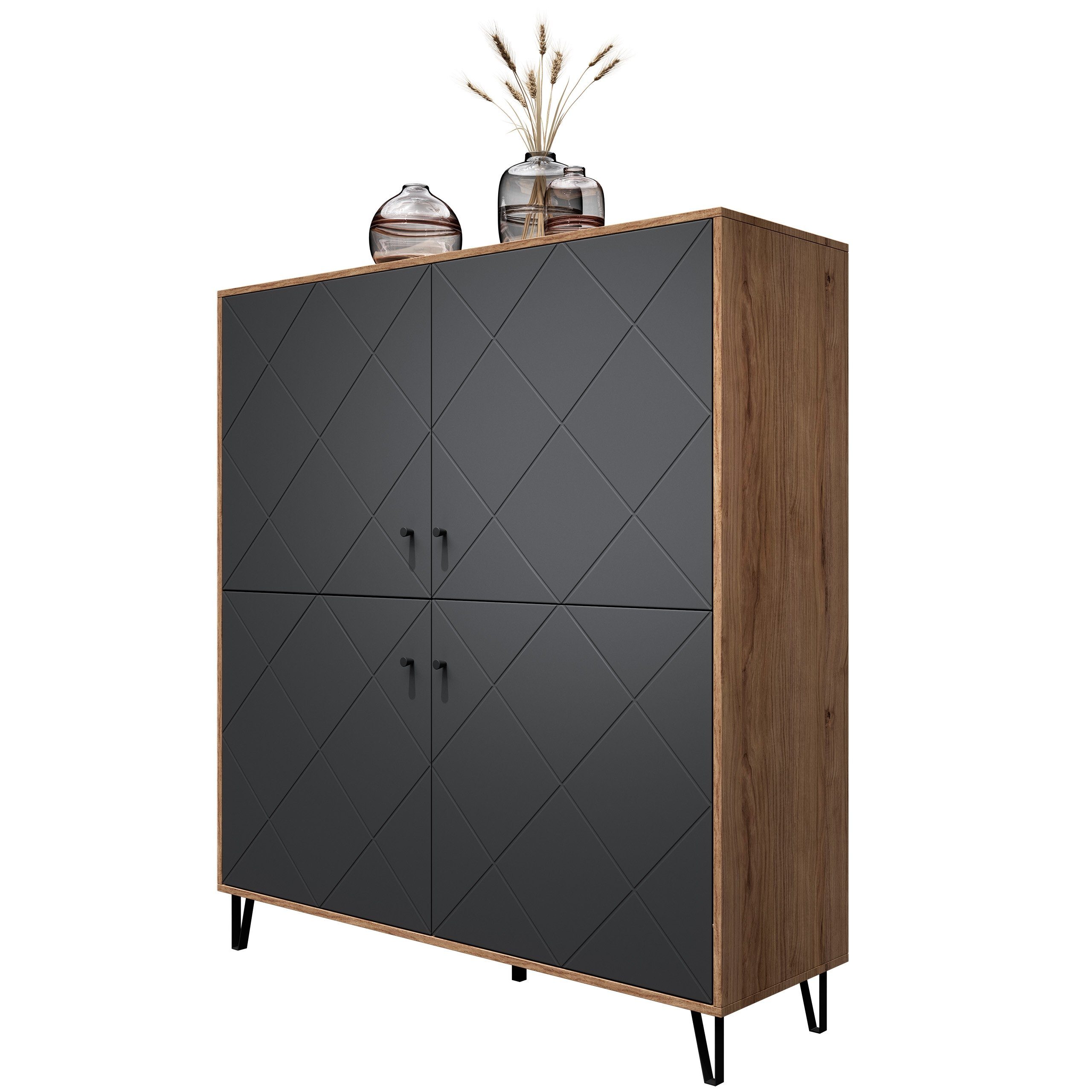 Newroom Highboard Specter, Eiche Kraft Highboard Grau Modern Industrial ...