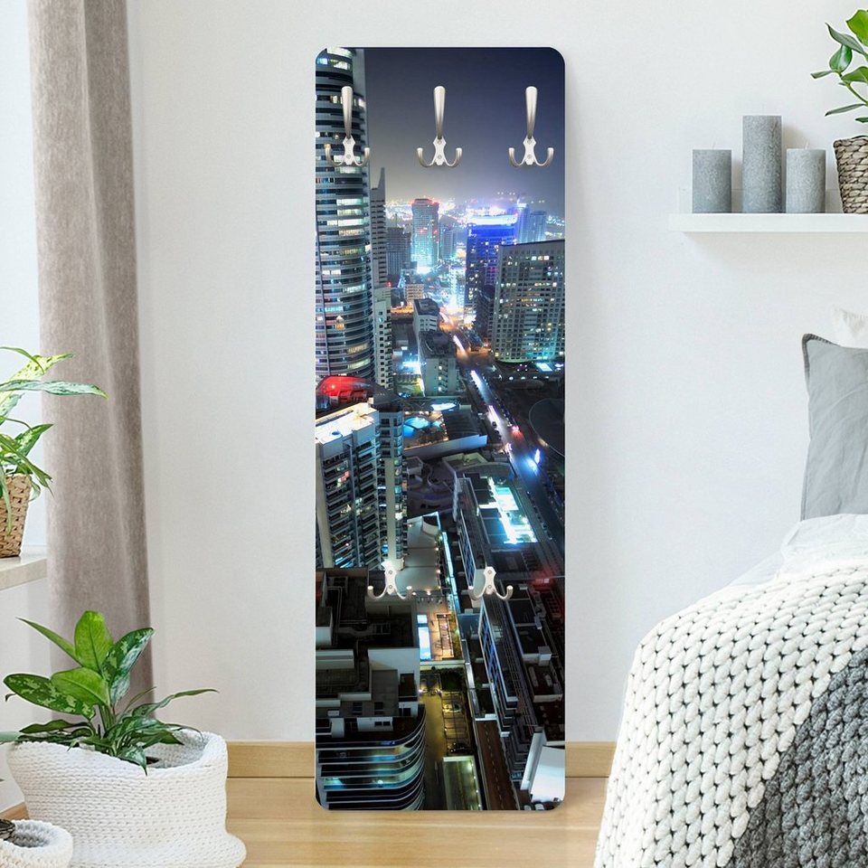 Bilderdepot24 Garderobenpaneel Blau Städte Skyline Dubai Lights Design