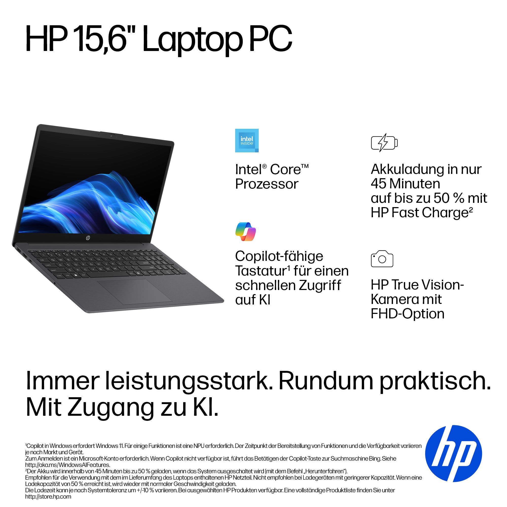 HP 15-fd0220ngx Notebook (39,6 cm/15,6 Zoll, Intel N-Reihe N250, Intel ...