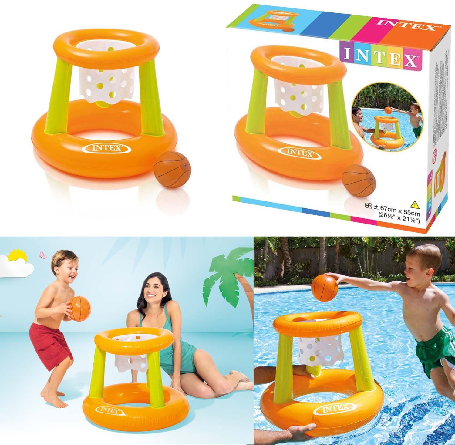 Intex Badespielzeug Floating Hoops (2-tlg), Basketball Spiel Korb ...