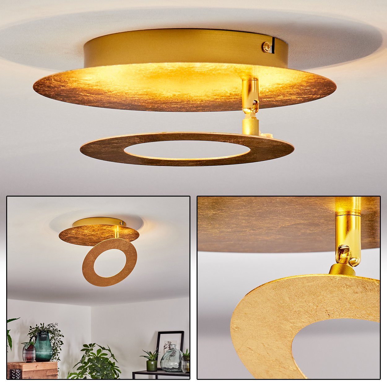 Hofstein Deckenleuchte Moderne Deckenlampe Aus Metall In Goldfarben