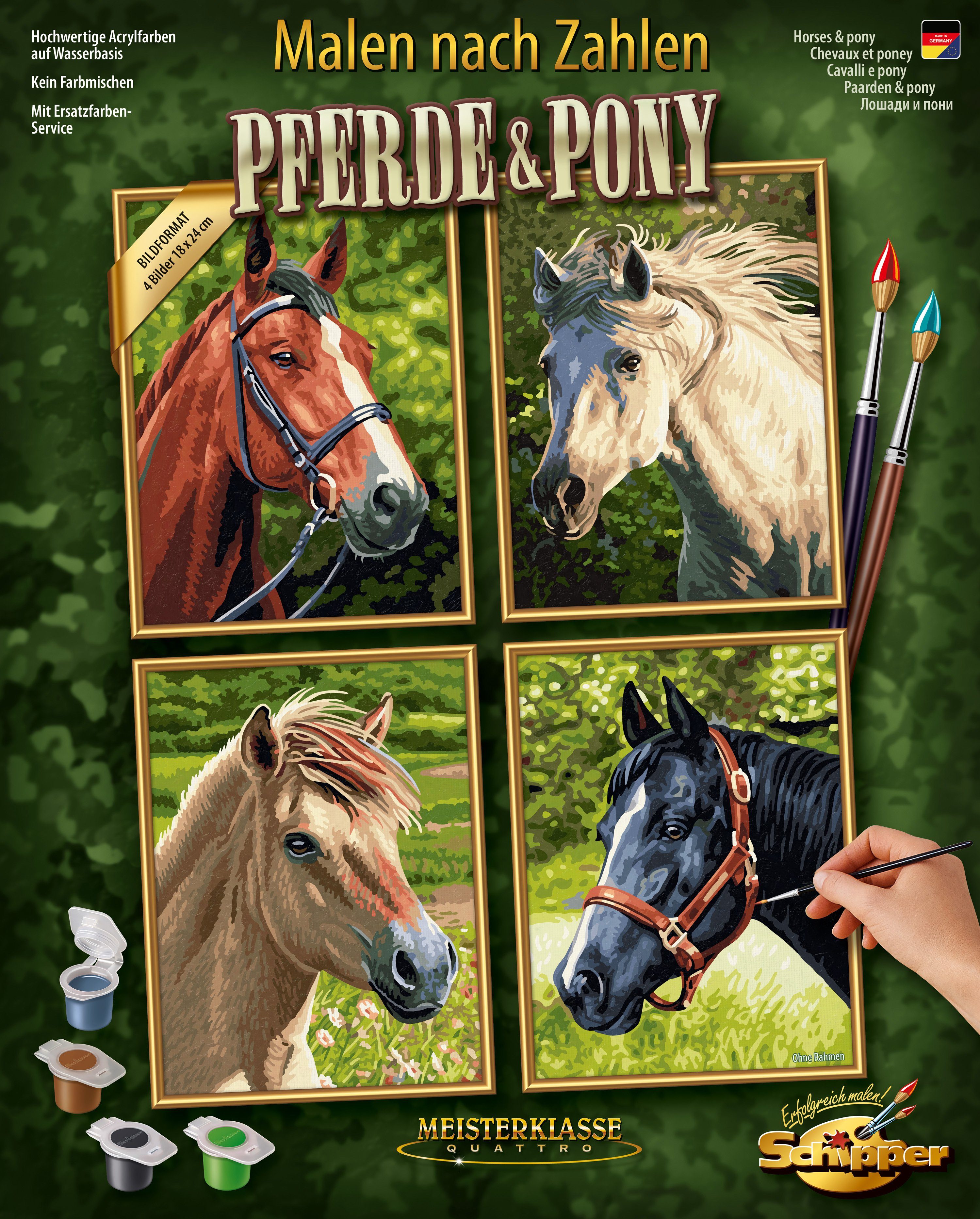 Schipper Malen nach Zahlen Meisterklasse Quattro - Pferde & Pony, Made in Germany