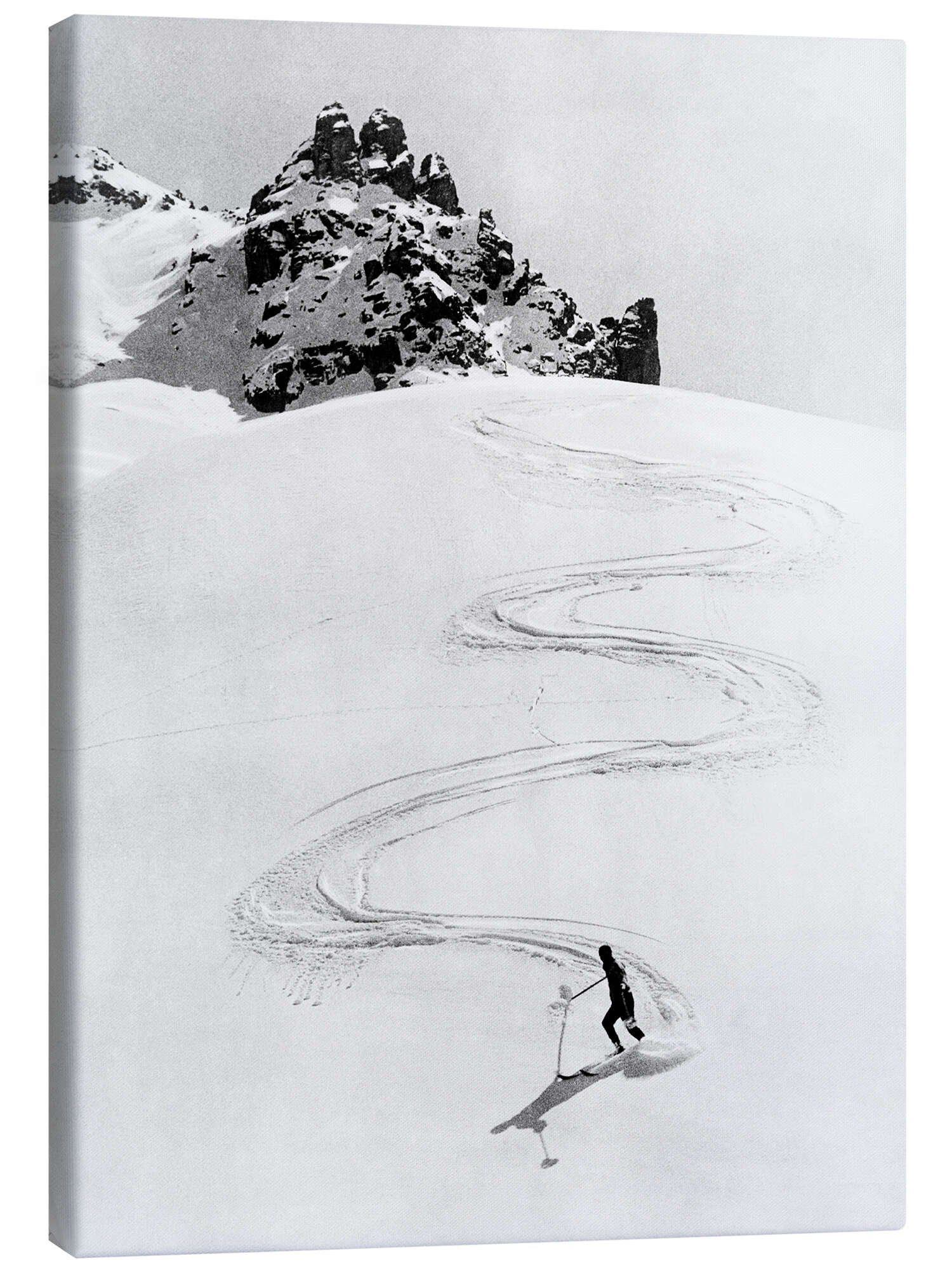 Posterlounge Leinwandbild Vintage Ski Collection Kurvenreiche Ski