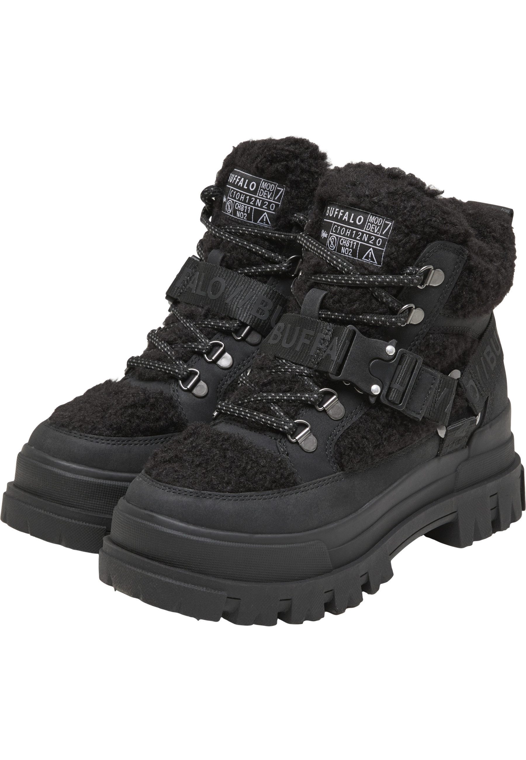 Buffalo Buffalo ASPHA COM MID WARM - VEGAN NUBUCK/FUR - BLACK Stiefel