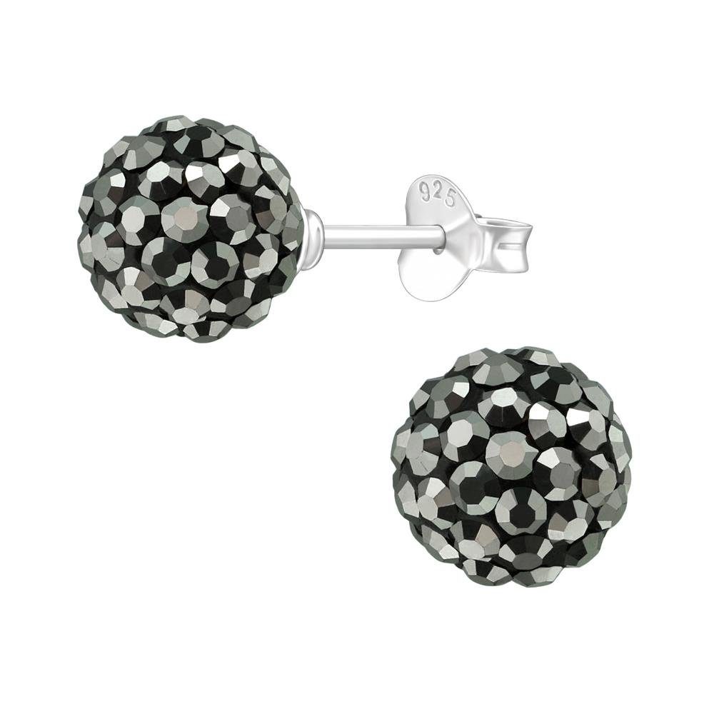 Bungsa Ohrring Set Ohrstecker Discokugel 8mm Schwarz Mit Silbernen