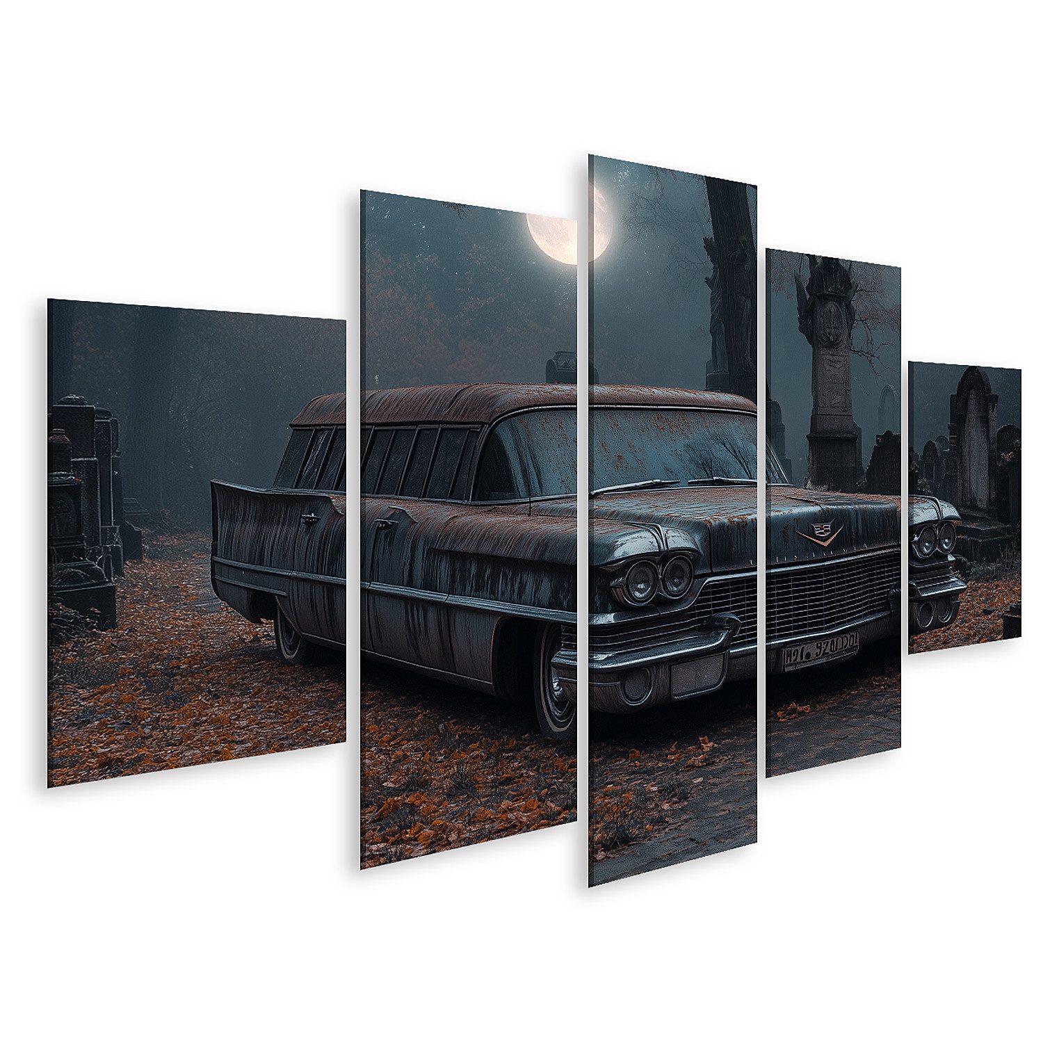 Islandburner Leinwandbild Nebeliger Friedhof Mit Altem Cadi Us Classic