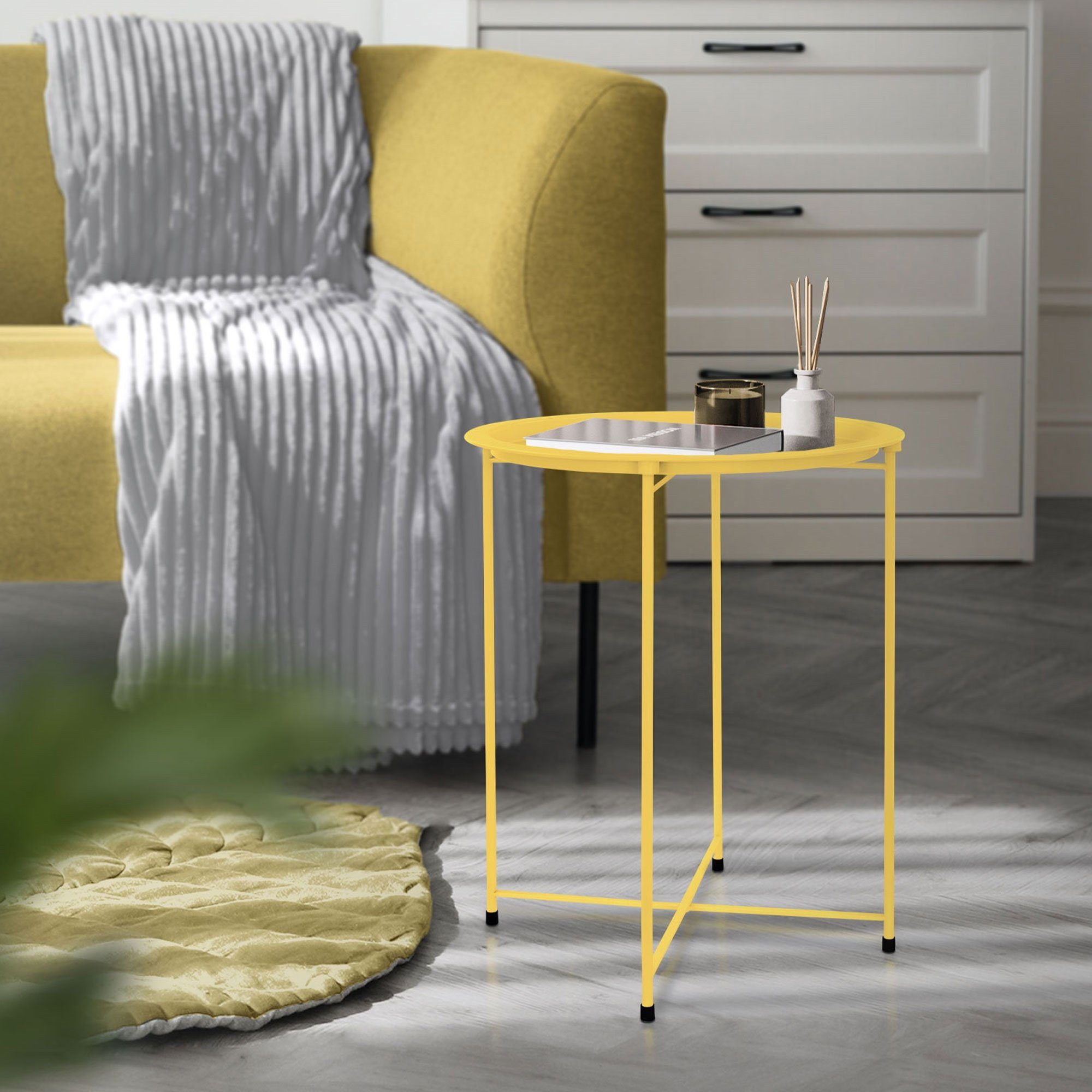 Beistelltisch Mit Abnehmbarem Tablett Rund