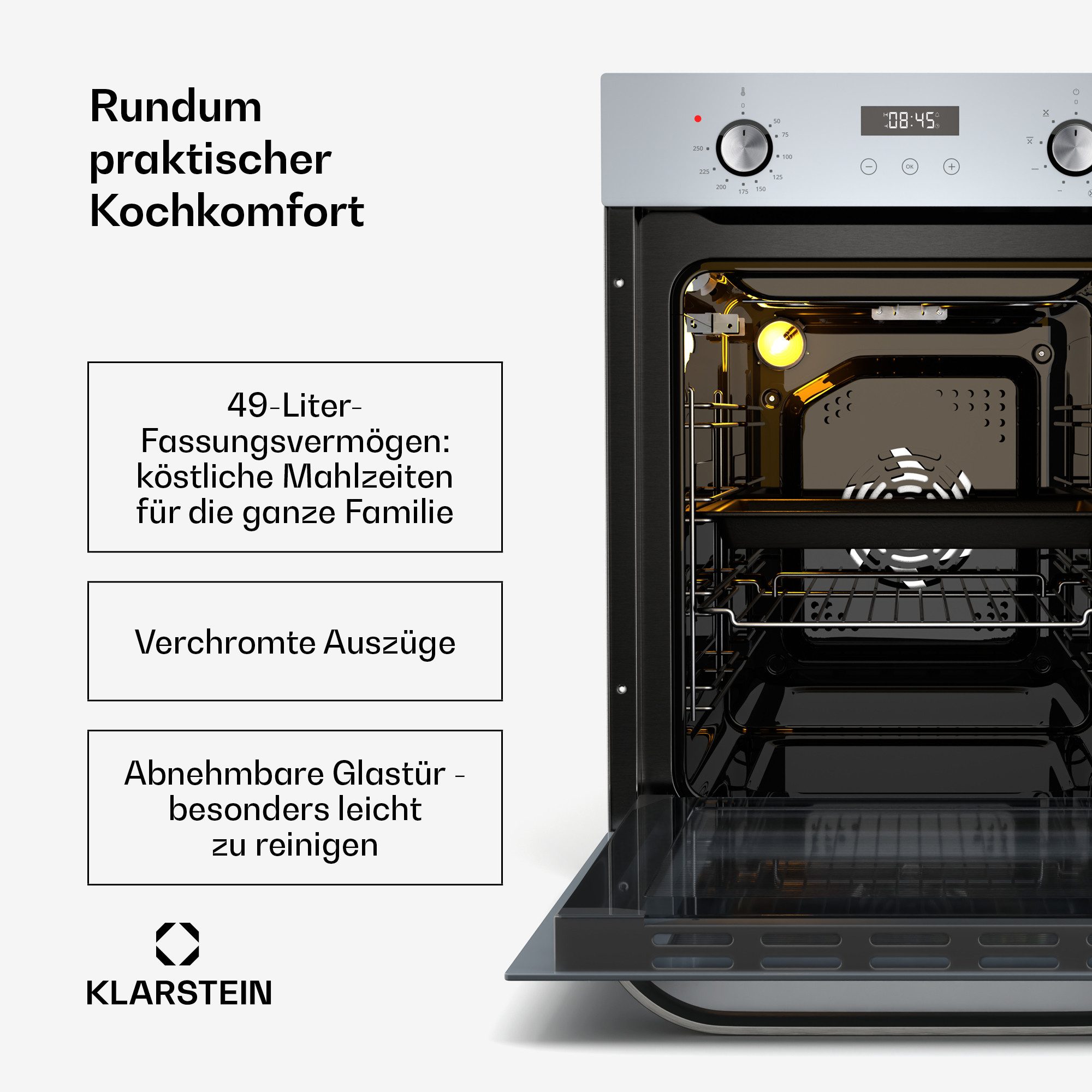 Klarstein Backofen SmartSlim Backofen Slim Design, mit Verchromte ...