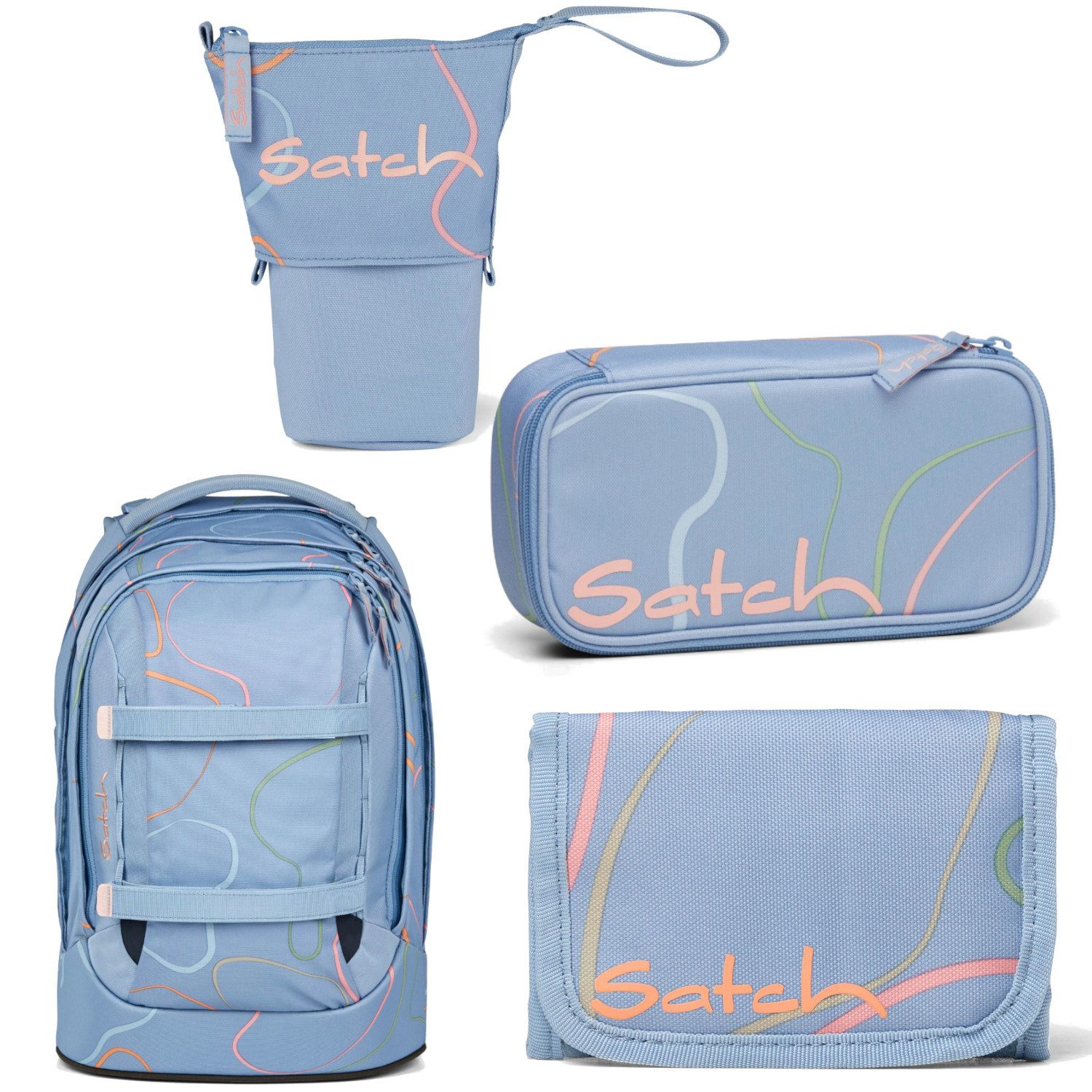 Satch Schulrucksack Satch Pack Schulrucksack Set Vivid Blue 4tlg