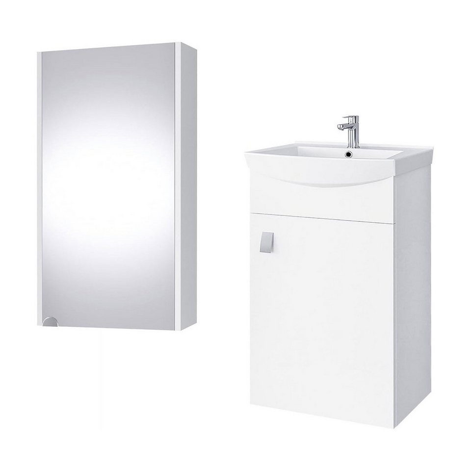 Planetmöbel Badmöbel Set Waschbeckenunterschrank 45cm Mit
