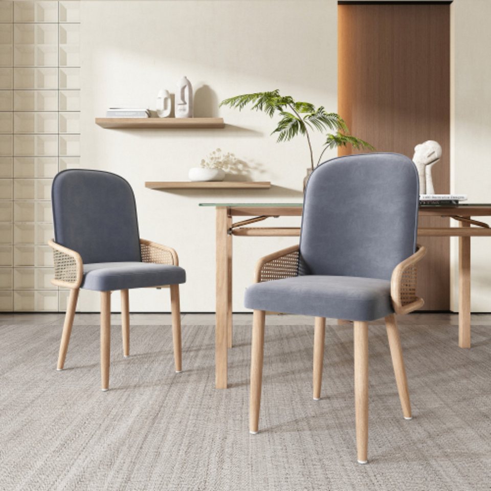 Flieks Esszimmerstuhl Set 2 St 2er Set Polsterstühle Rattan