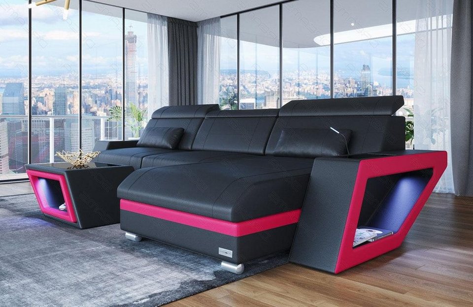 Sofa Dreams Ecksofa Catania L Form Ledersofa Mit Led Wahlweise Mit