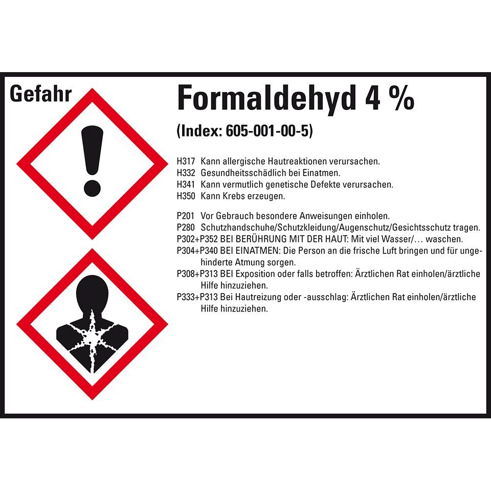 König Werbeanlagen Hinweisschild GHS-Etikett Formaldehyd 4%,gem.GefStoffV/GHS/CLP,Folie,105x74mm ...