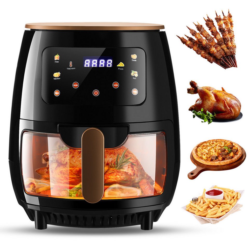 Oyajia Heißluftfritteuse Xxl Airfryer Mit Sichtfenster 5l 6l