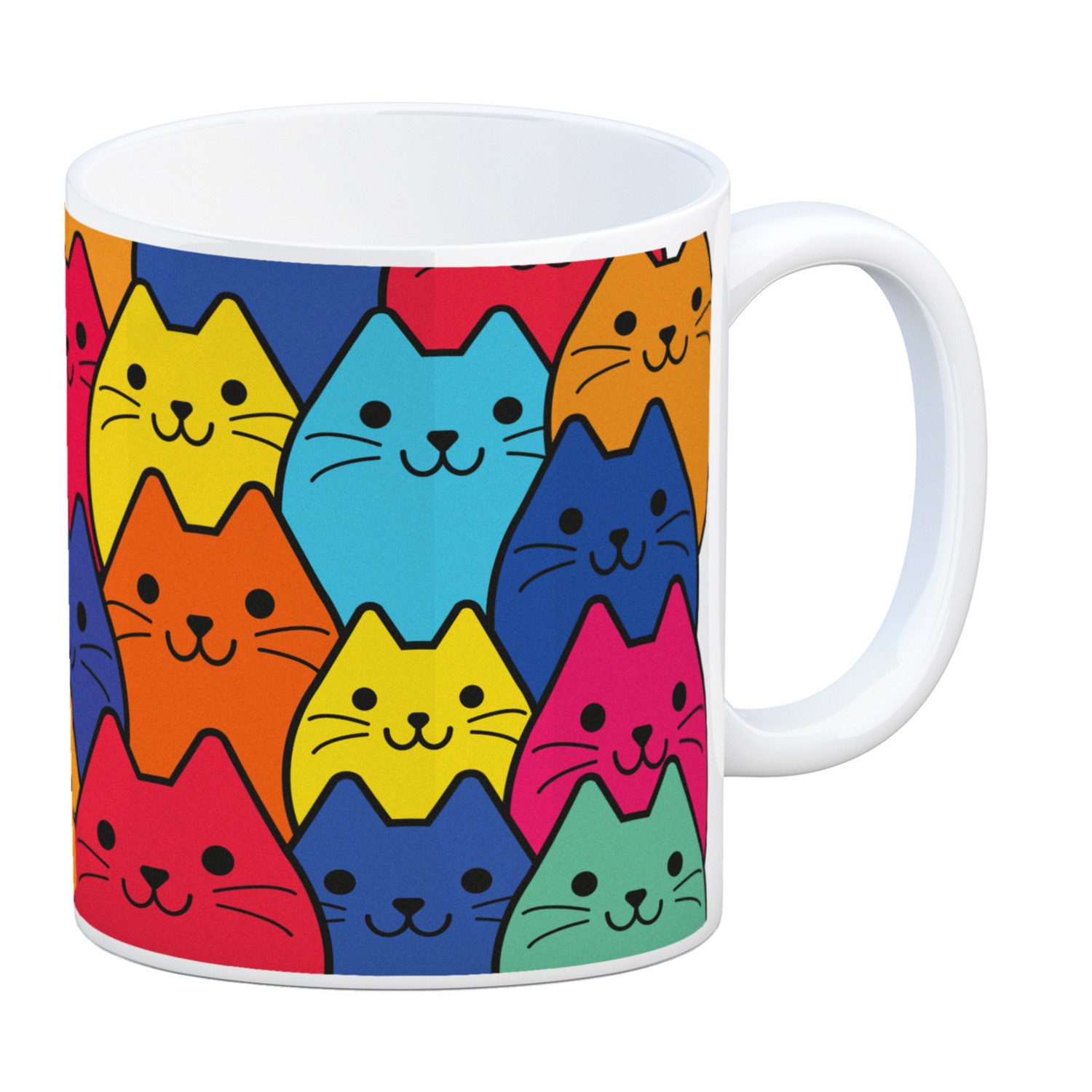 Speecheese Tasse Kaffeebecher Mit Katzen Motiv Buntes Wimmelbild Mit