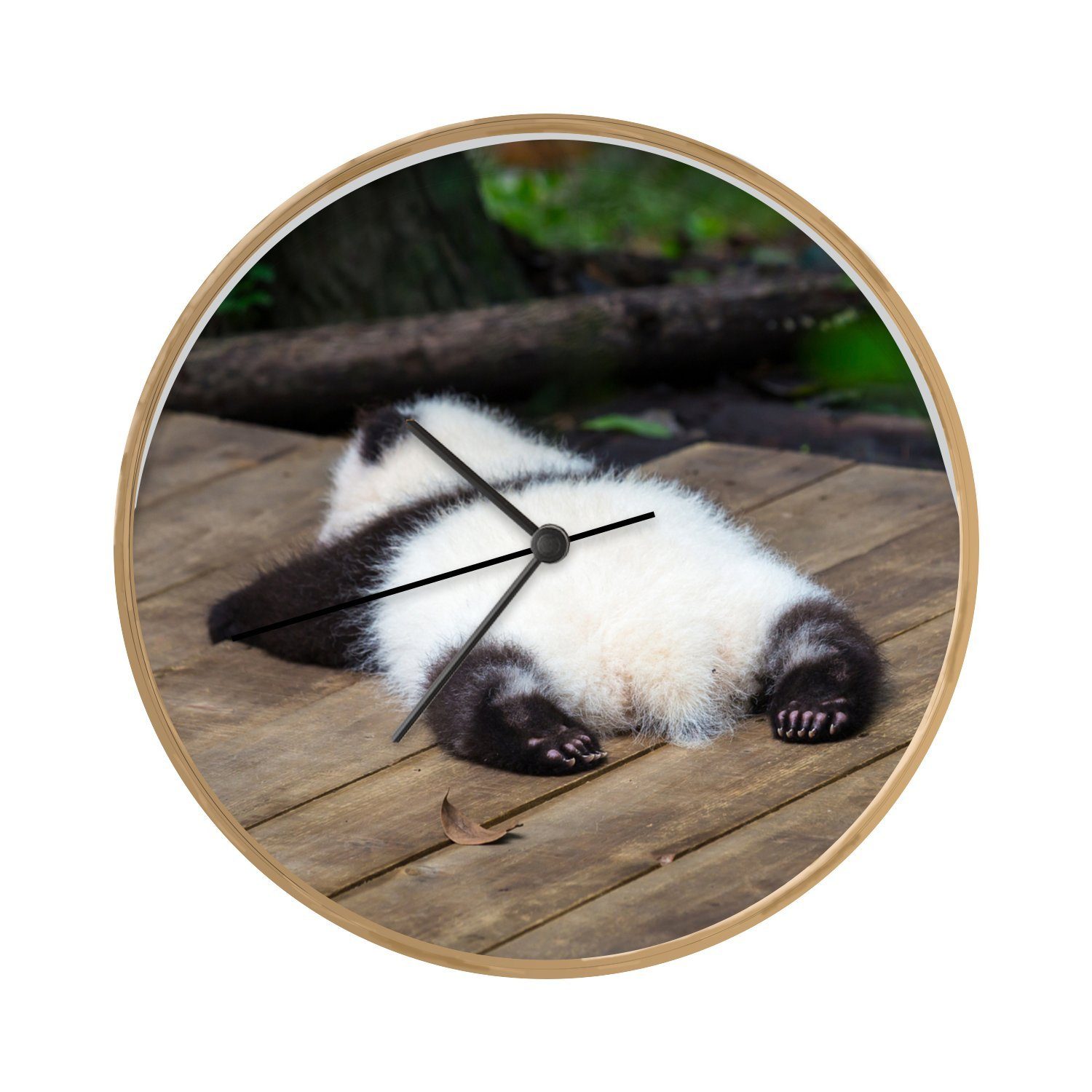 Muchowow Wanduhr Panda Holz Tiere Uhrwerk Wohnzimmer Küchenuhr