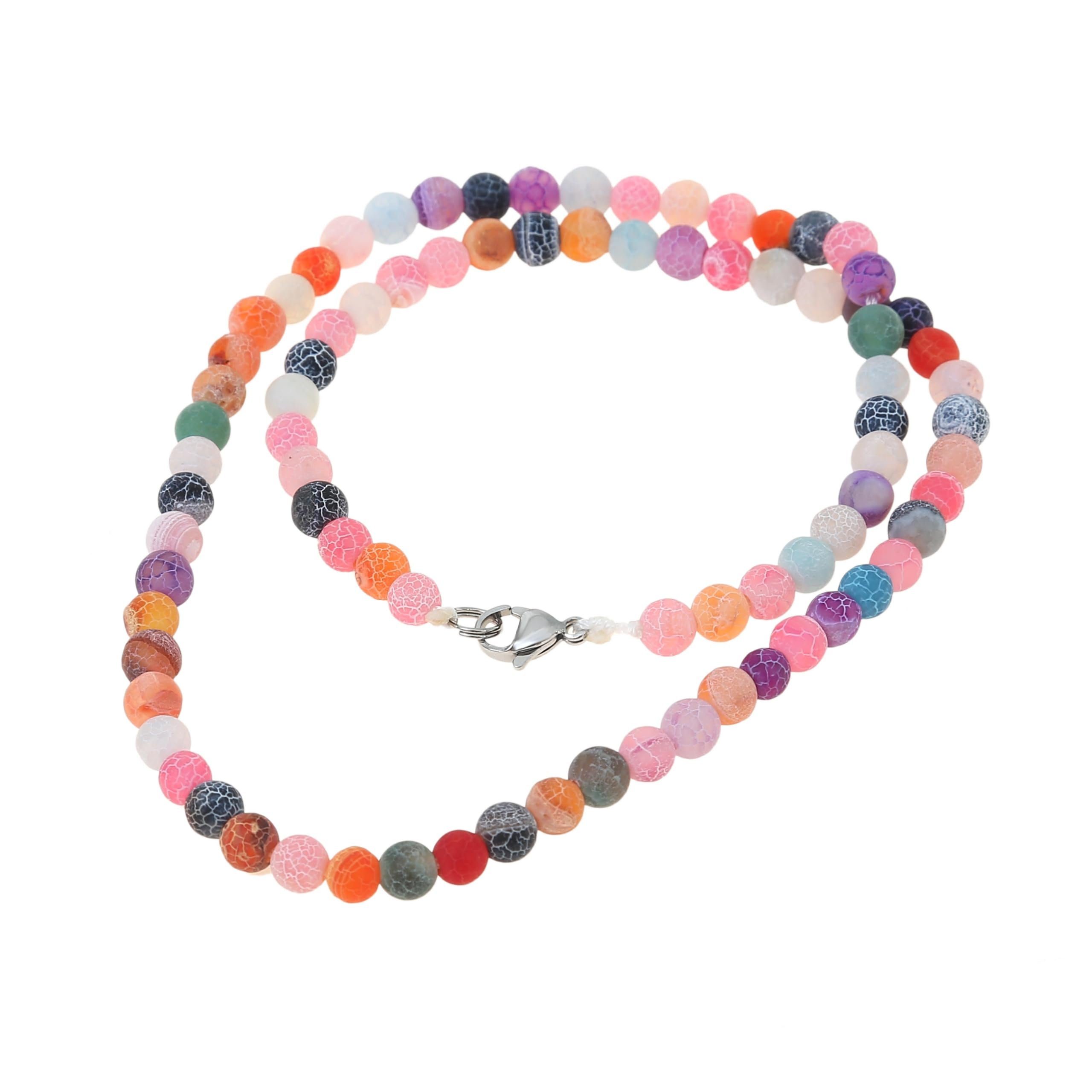 Made by Nami Perlenkette Bunte Perlenkette Damen aus echten Steinen mit ...