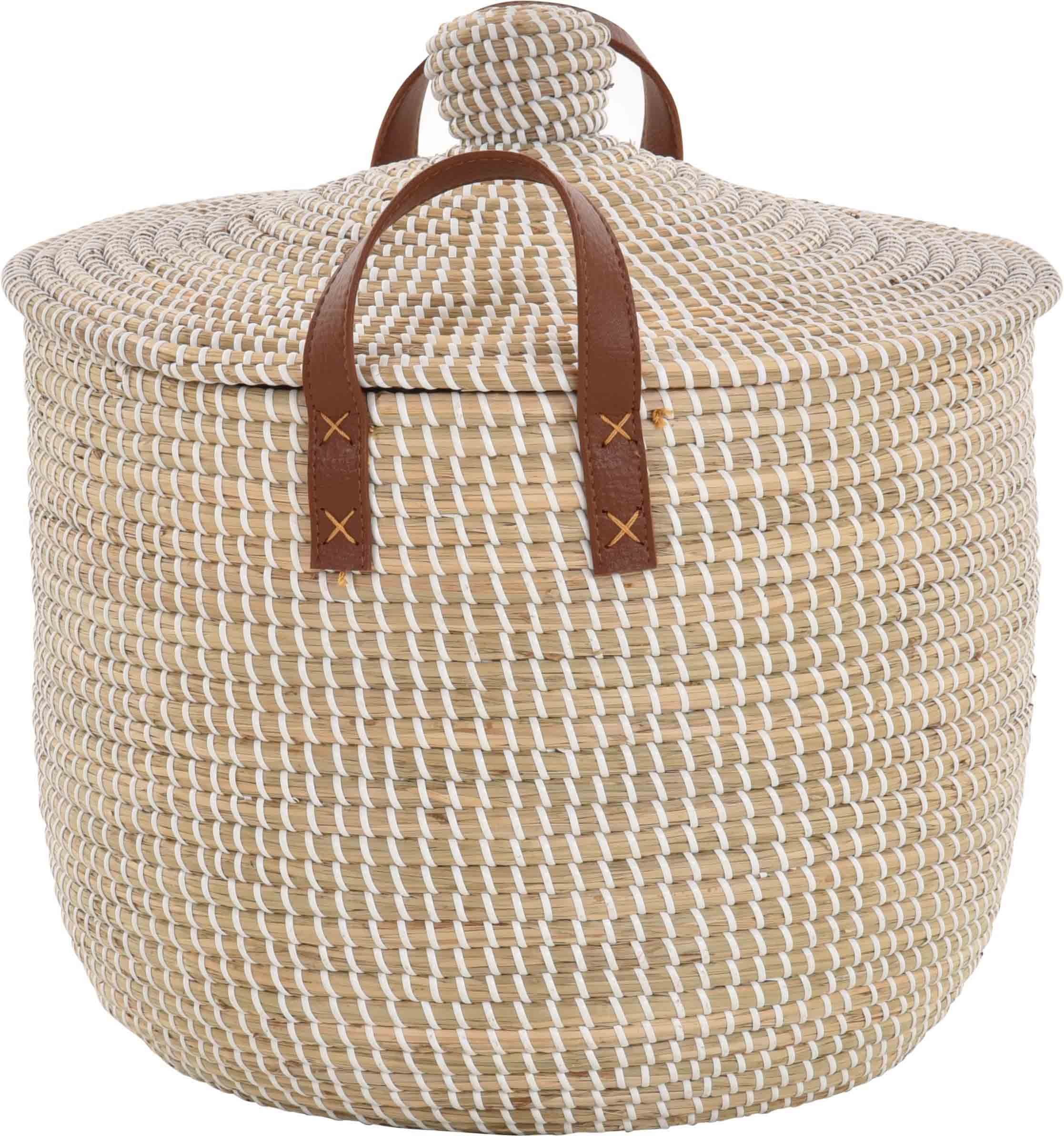 Krines Home Aufbewahrungskorb Handgearbeiteter Seegras Dekokorb mit ...