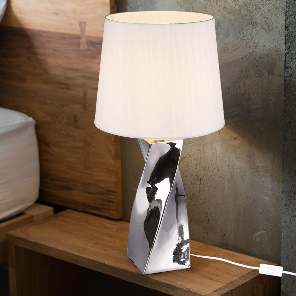 Etc Shop Tischleuchte Tisch Leuchte Keramik Lampe Silber Wohn Zimmer