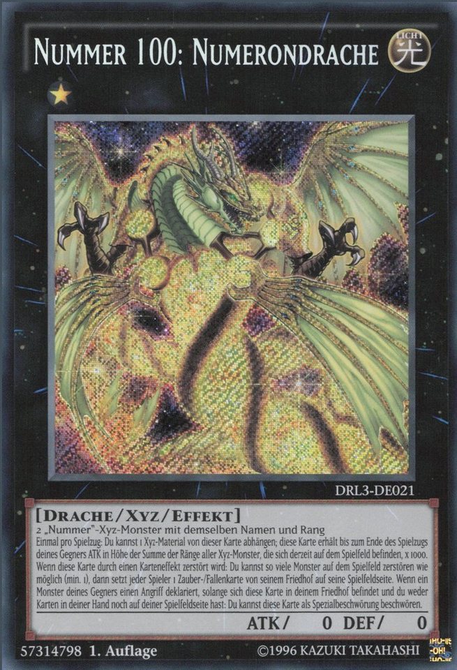 Recollectibles Sammelkarte Yugioh Karte Nummer 100 Numerondrache