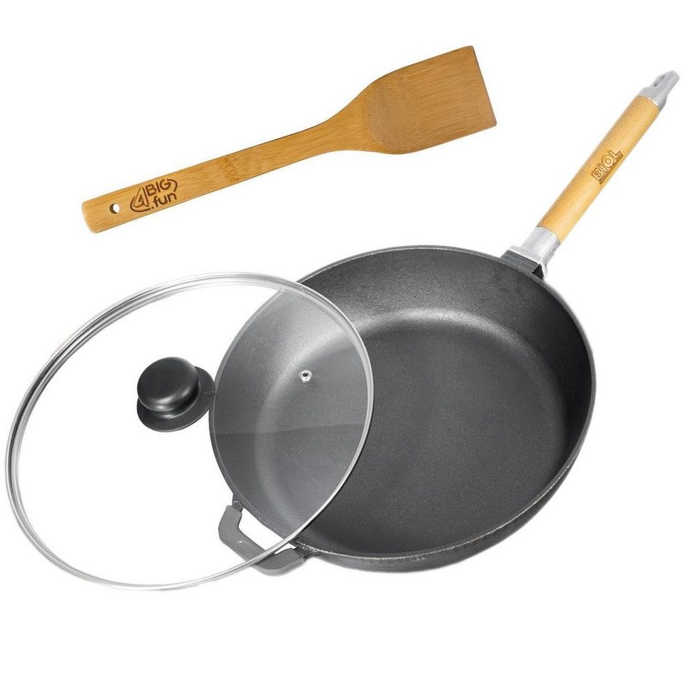 Biol Bratpfanne 28cm Gusseisen Bratpfanne Glasdeckel Schmorpfanne