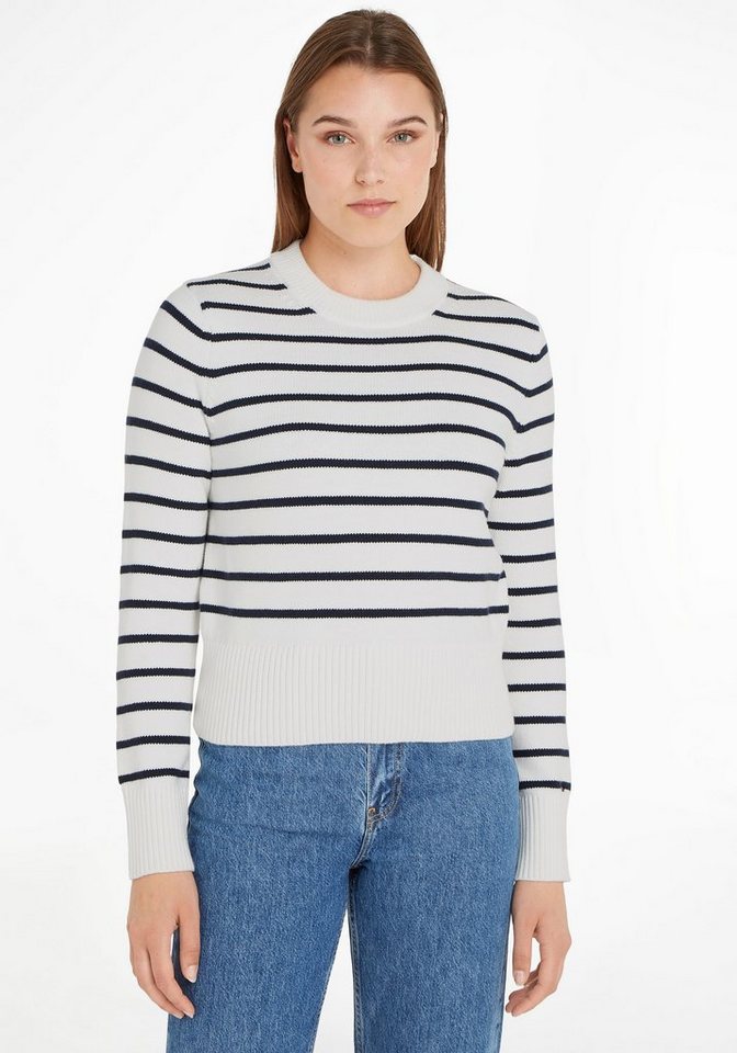 Tommy Hilfiger Rundhalspullover 1985 Co Jrsy Stitch Stp C Nk Swt Im