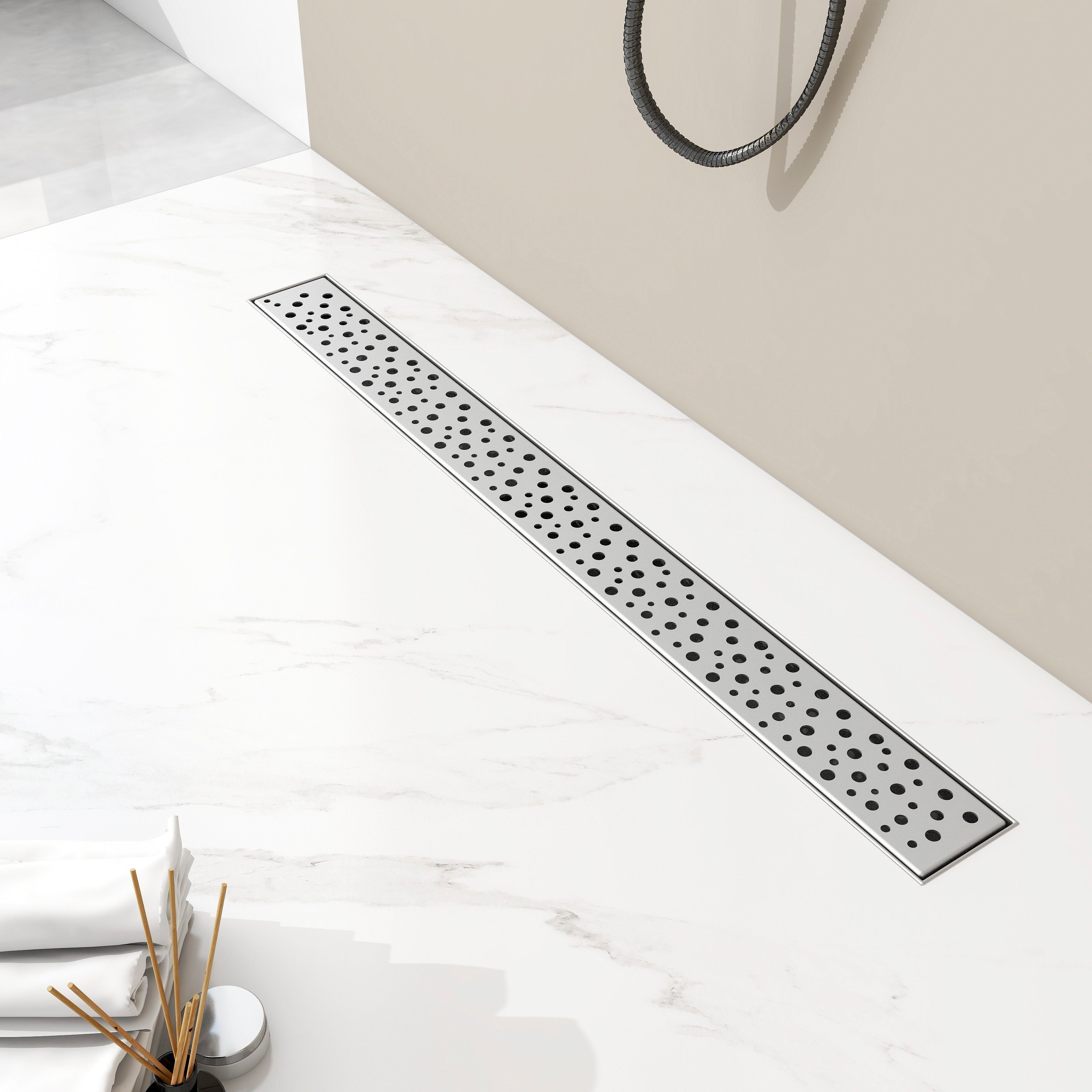 duschspa Duschrinne linear Duschabfluss mit Siphon für Duschkabine Set 80cm