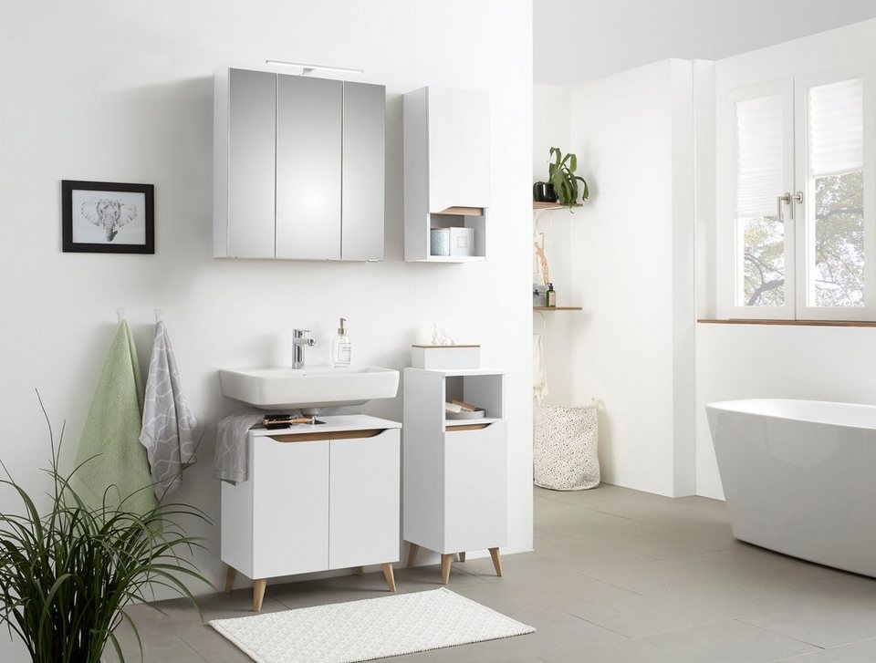 Saphir Badmöbel Set Quickset 4 Teilig Waschbeckenunterschrank Mit Led