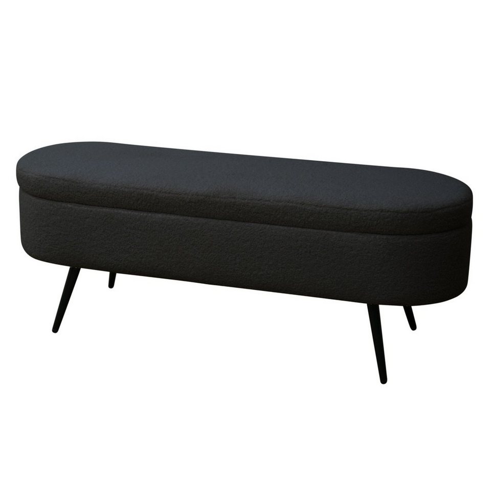 Svita Sitzbank Ivy Mit Stauraum Hocker Ottomane Teddybouclé Schwarz