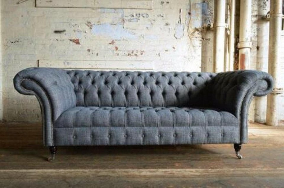 Jvmoebel 3 Sitzer Luxus Stoff Couch Chesterfield Stoff Sofa Polster